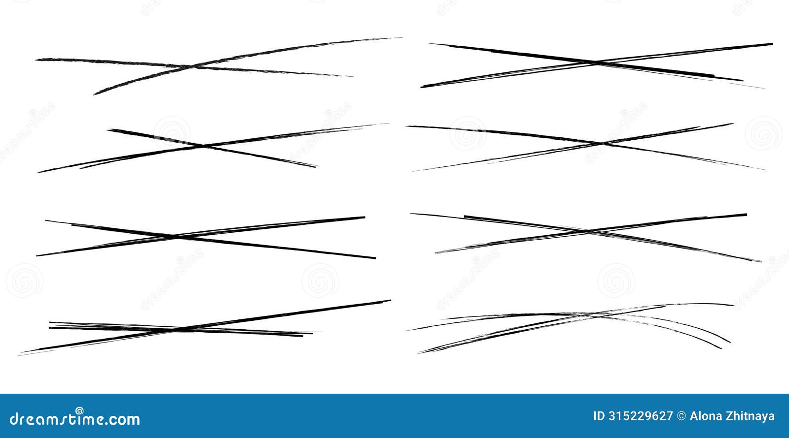 Underline Scribble Lines, Cross Stoke, Set Free Hand Fast Marks ...