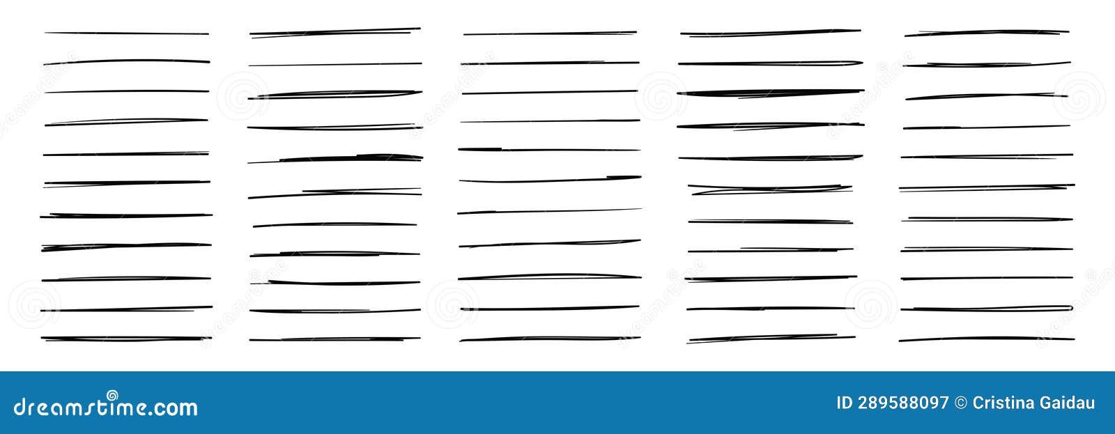 Underline Strikethrough Doodle Lines Set Vector Illustration Stock ...