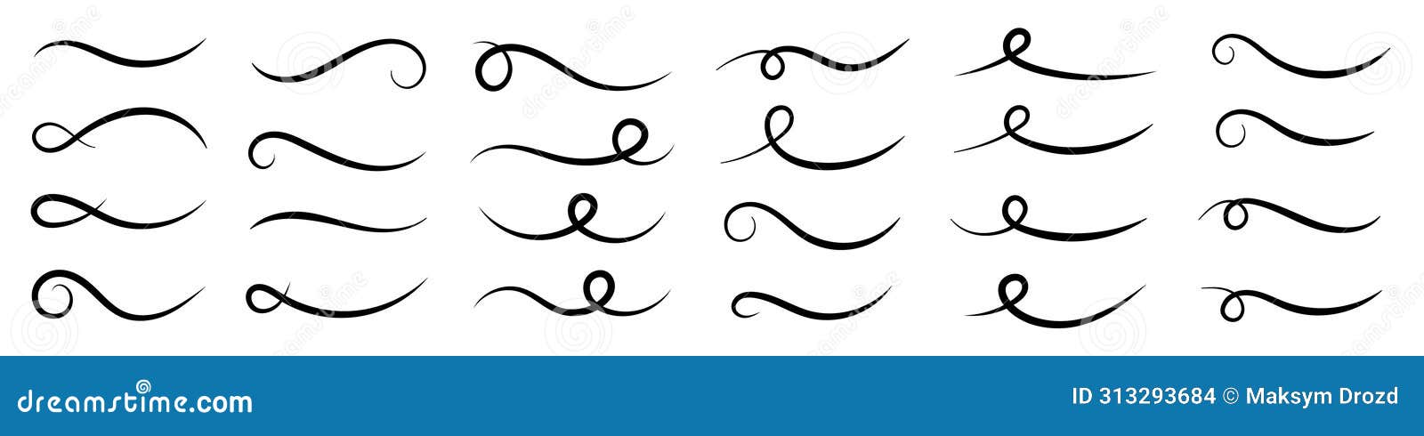 Underline Text. Hand Drawn Collection Of Curly Swishes, Swashes, Swoops ...