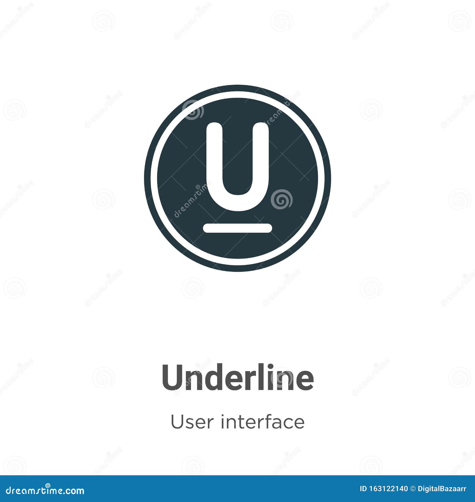 Underline Vector Icon on White Background. Flat Vector Underline Icon ...