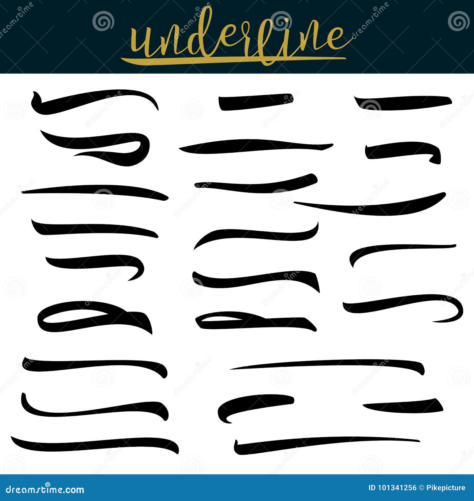 Underlines Lettering Lines Set Isolated. Handwritten Letter. Cartoon ...