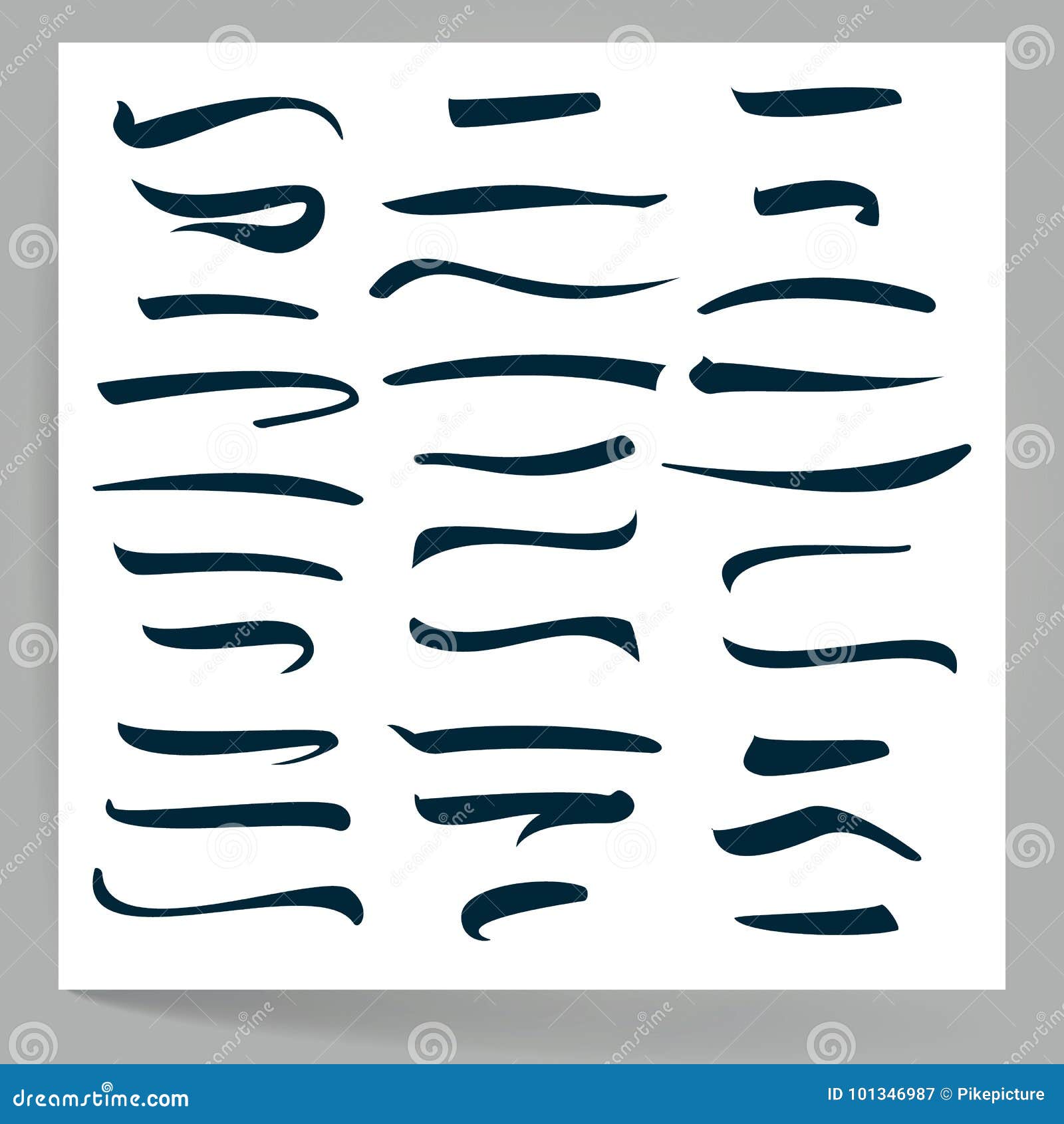 Underline Vector Set. Handmade Vector Lines Isolated On White ...