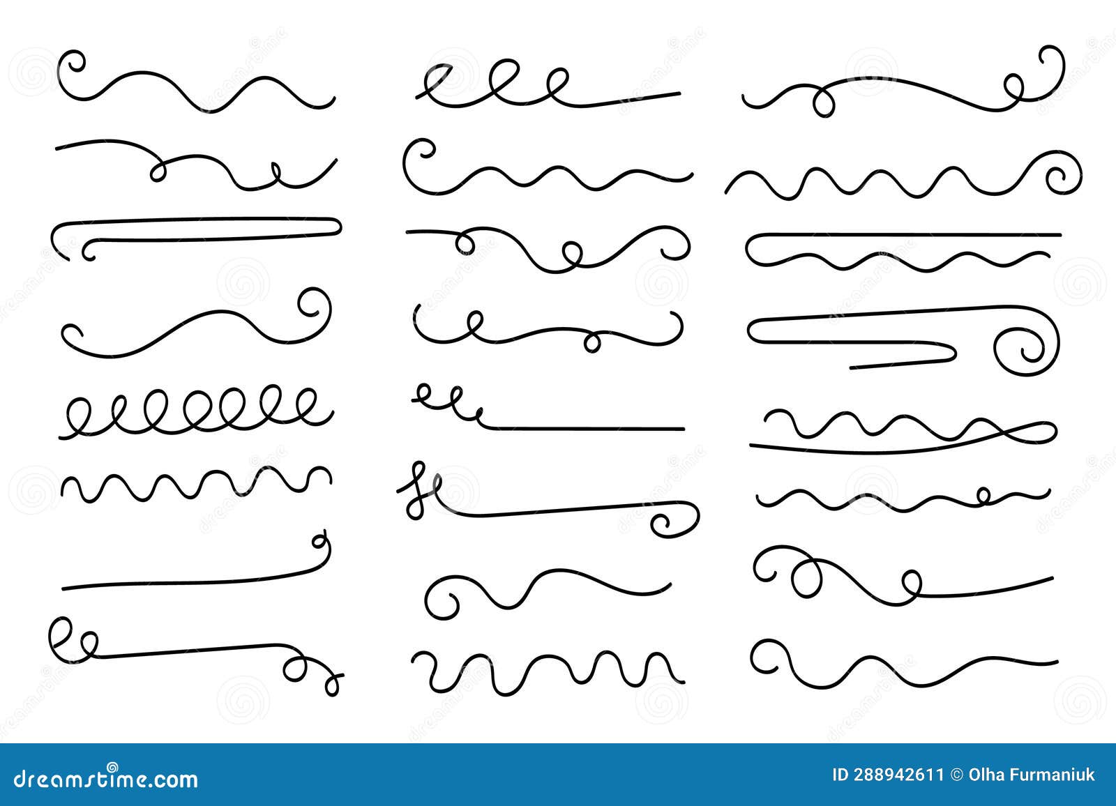 Underlines Hand-drawn Set. Hand-drawn Dividers, Separators, Borders ...