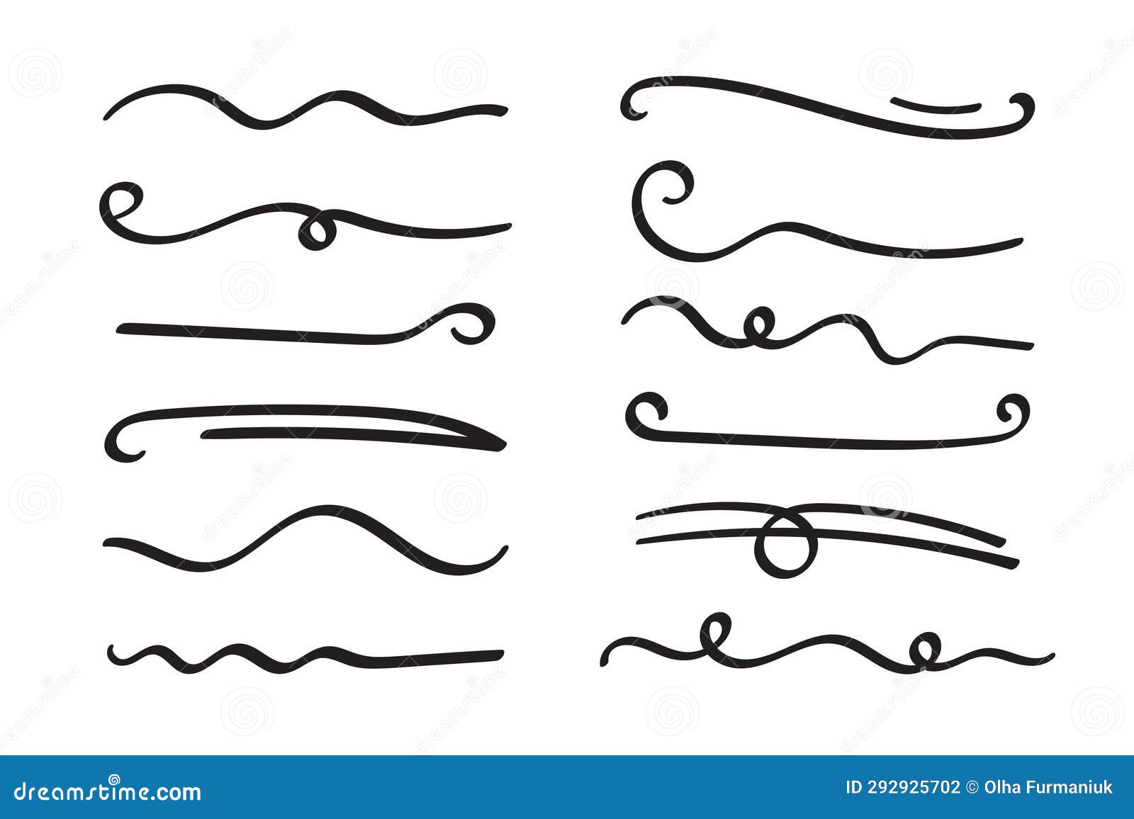 Underlines Hand-drawn Set. Hand-drawn Dividers, Separators, Borders ...