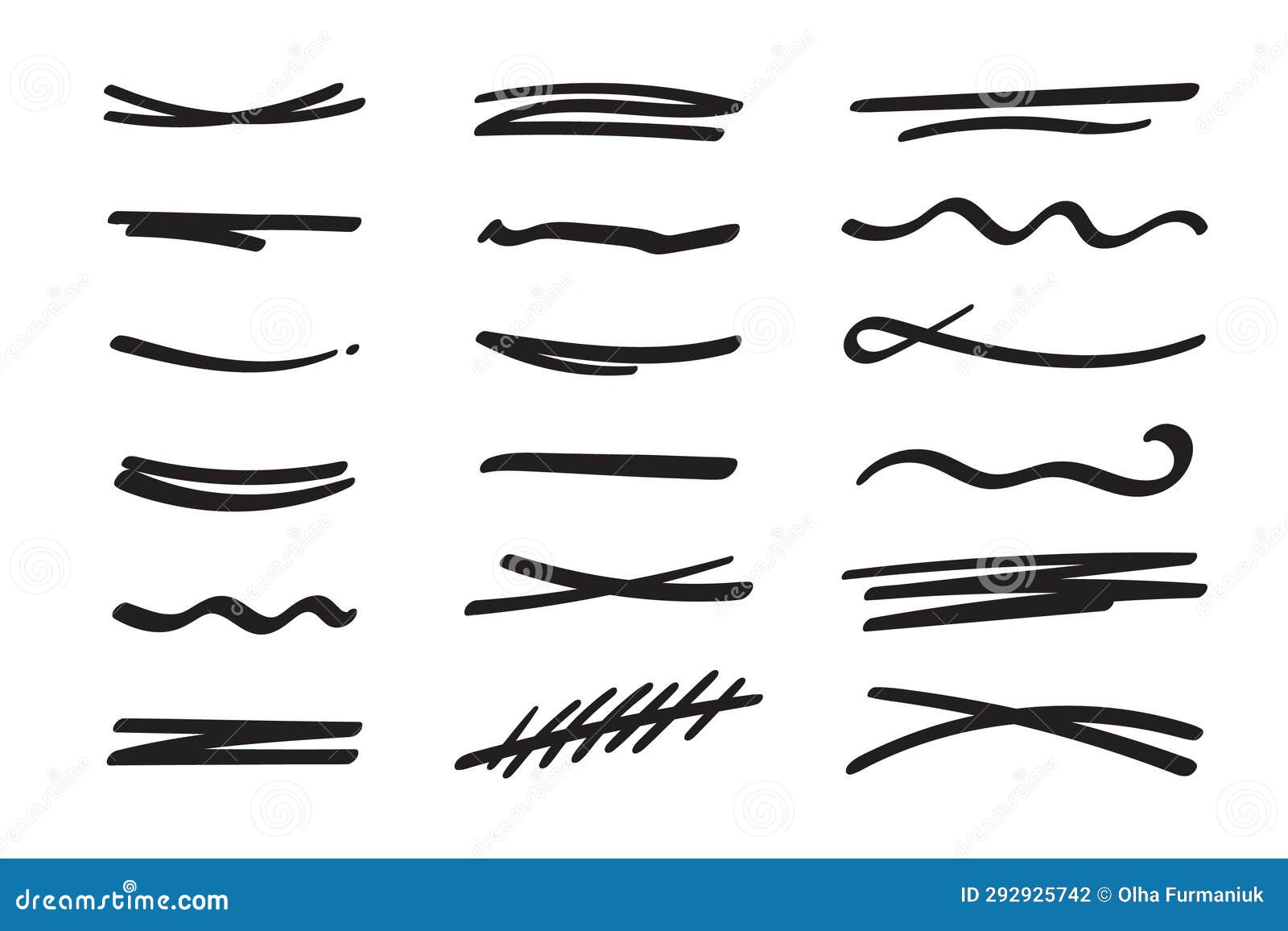 Underlines Hand-drawn Set. Hand-drawn Dividers, Separators, Borders ...