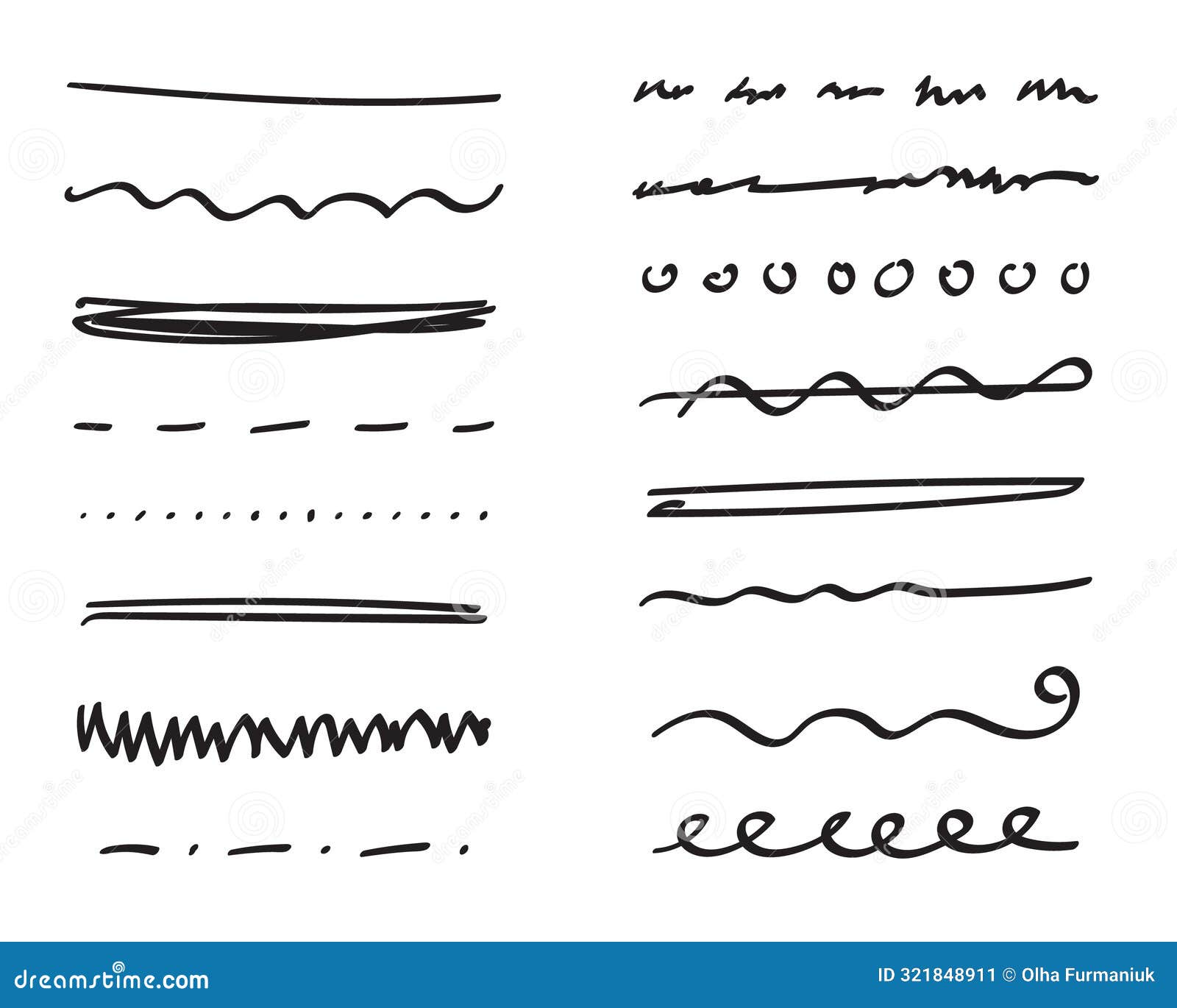Underlines Hand-drawn Set. Handwriten Dividers, Separators, Borders ...