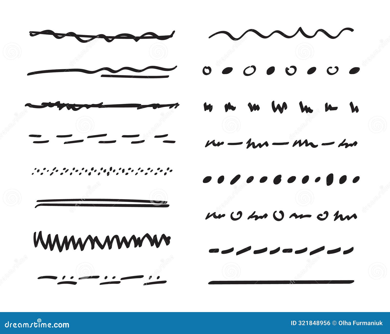 Underlines Hand-drawn Set. Handwriten Dividers, Separators, Borders ...