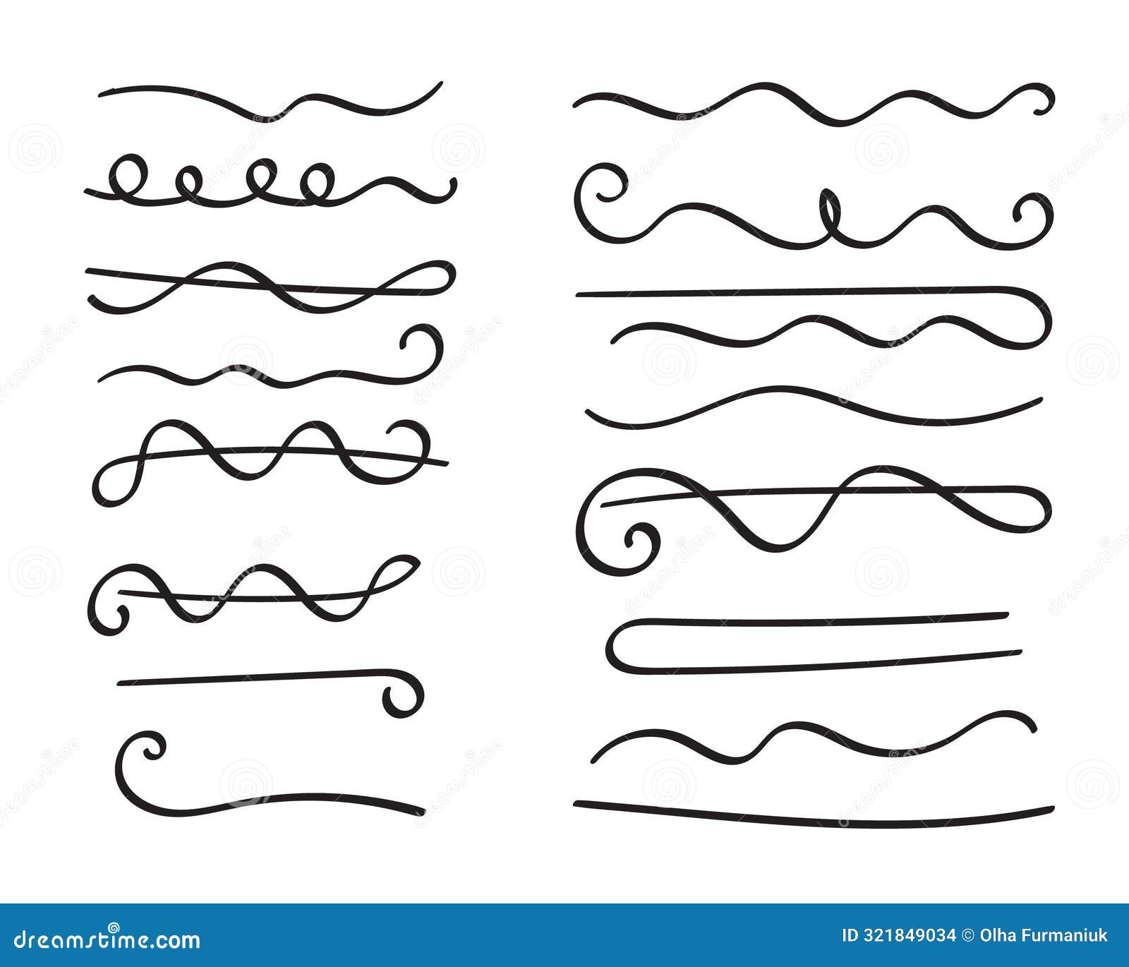 Underlines Hand-drawn Set. Handwriten Dividers, Separators, Borders ...