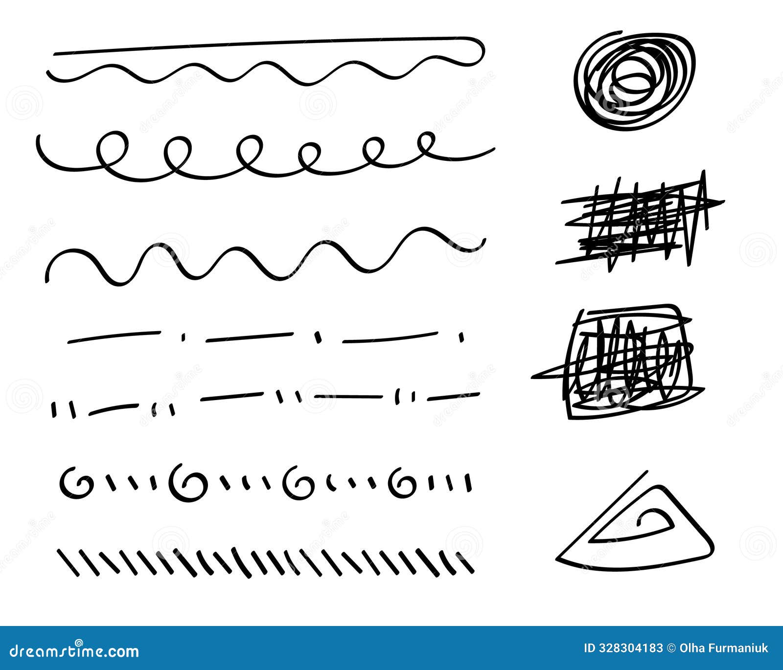 Underlines Hand-drawn Set. Hand-drawn Dividers, Separators, Borders ...