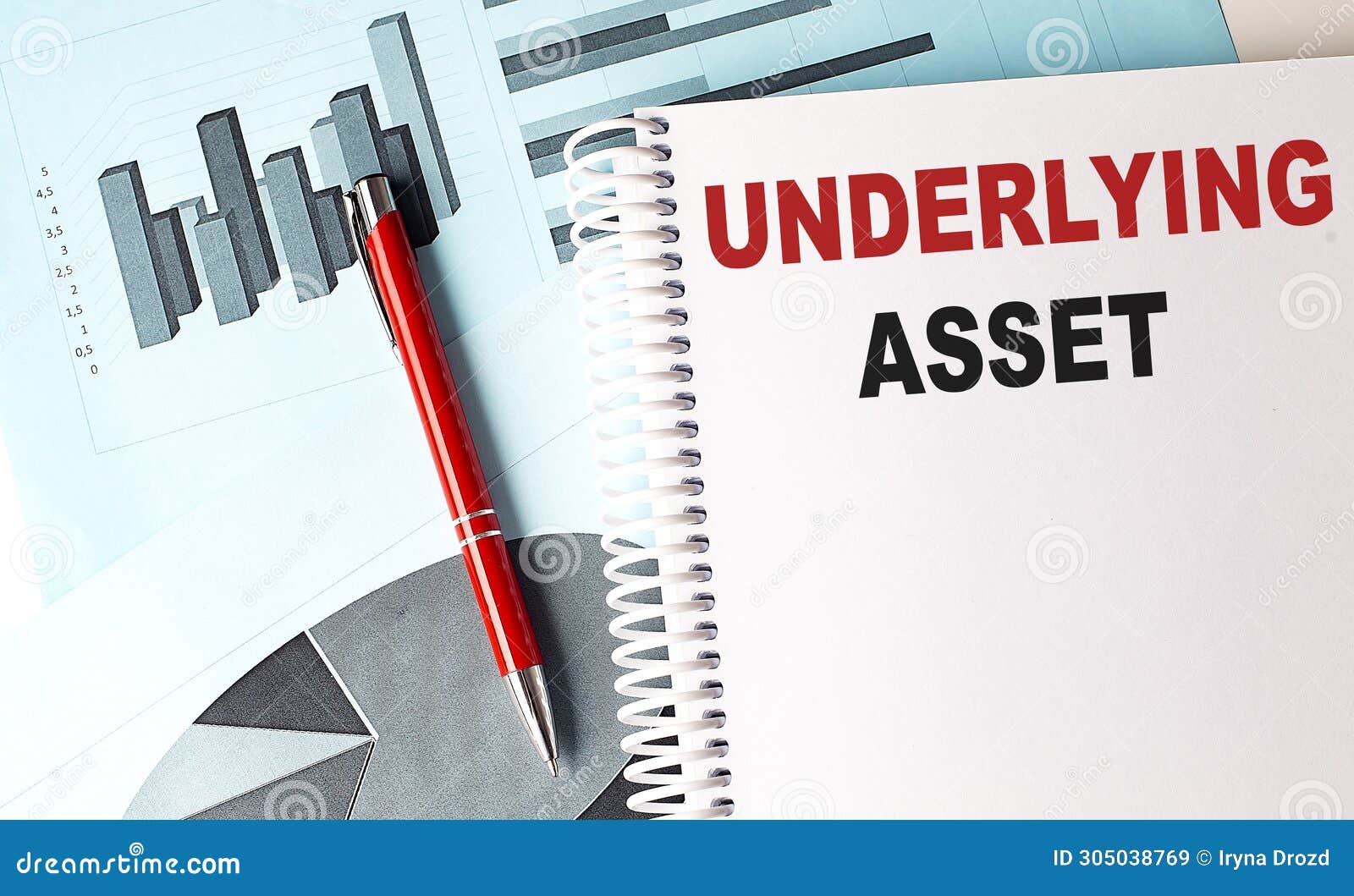 UNDERLYING ASSET Text On A Notebook With Pen On A Chart Background ...