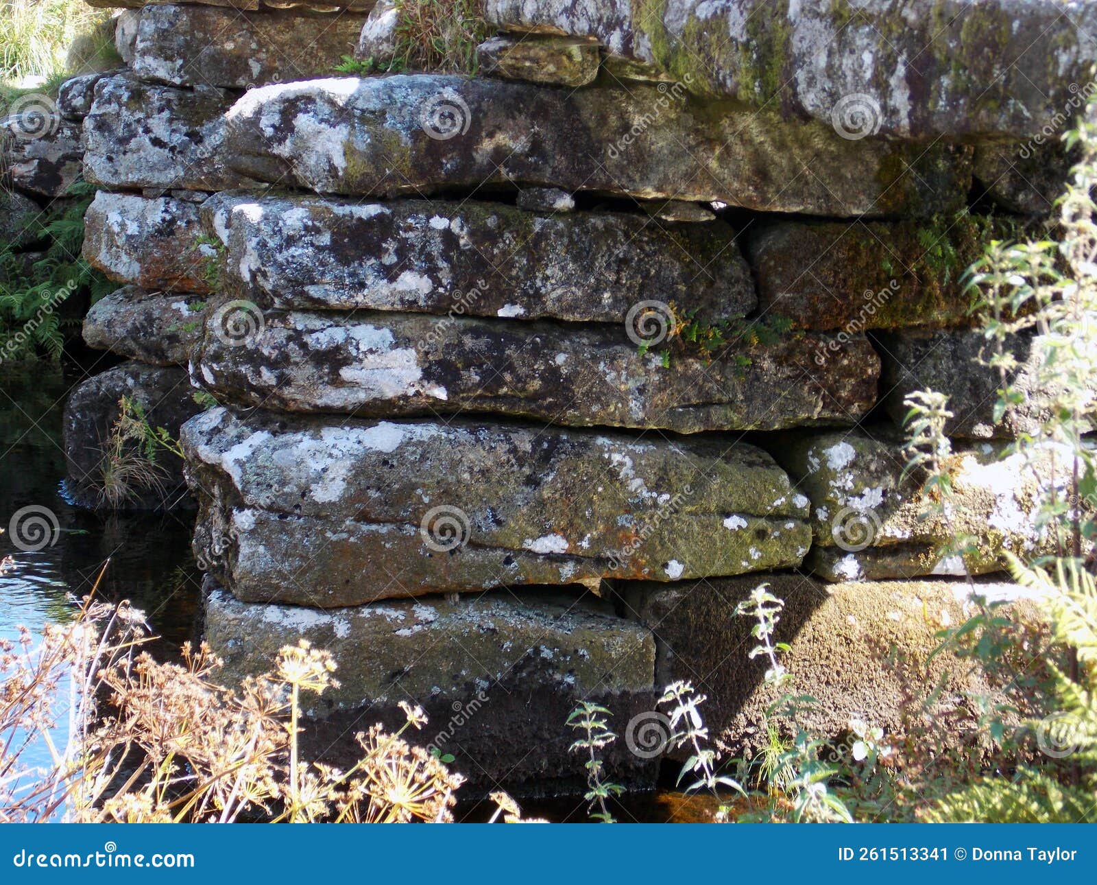 Underneath Clapper Bridge, Lichen Covered Stones Stock Image - Image of ...