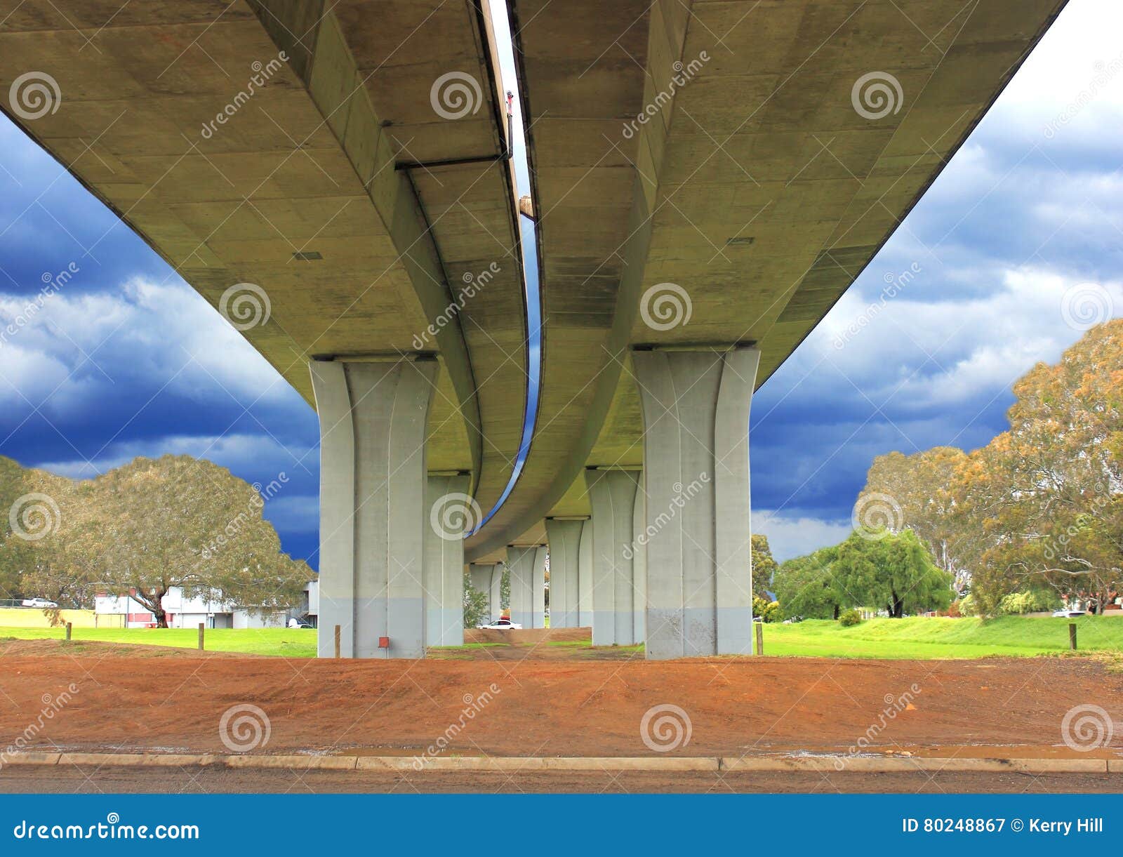 Underneath a Concrete Road Bridge Stock Image - Image of construction ...