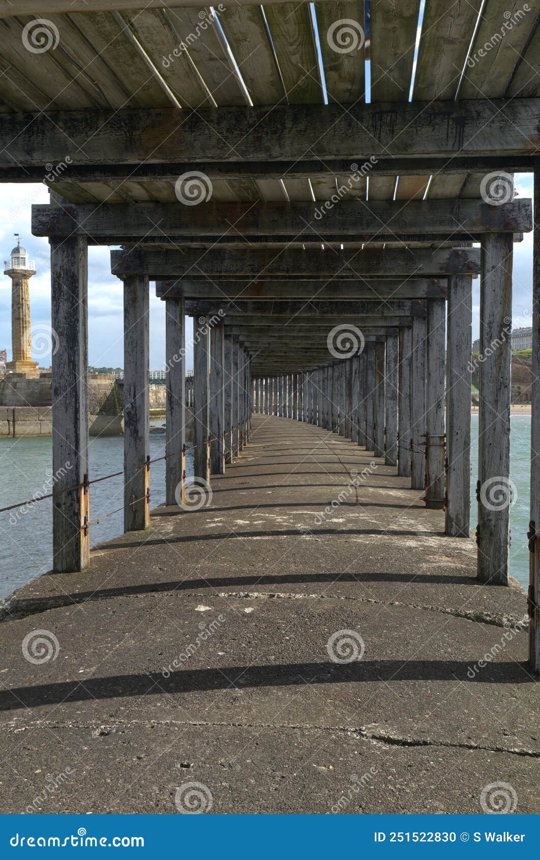 Underneath the Curving West Pier Boardwalk. Whitby Harbour Stock Photo ...