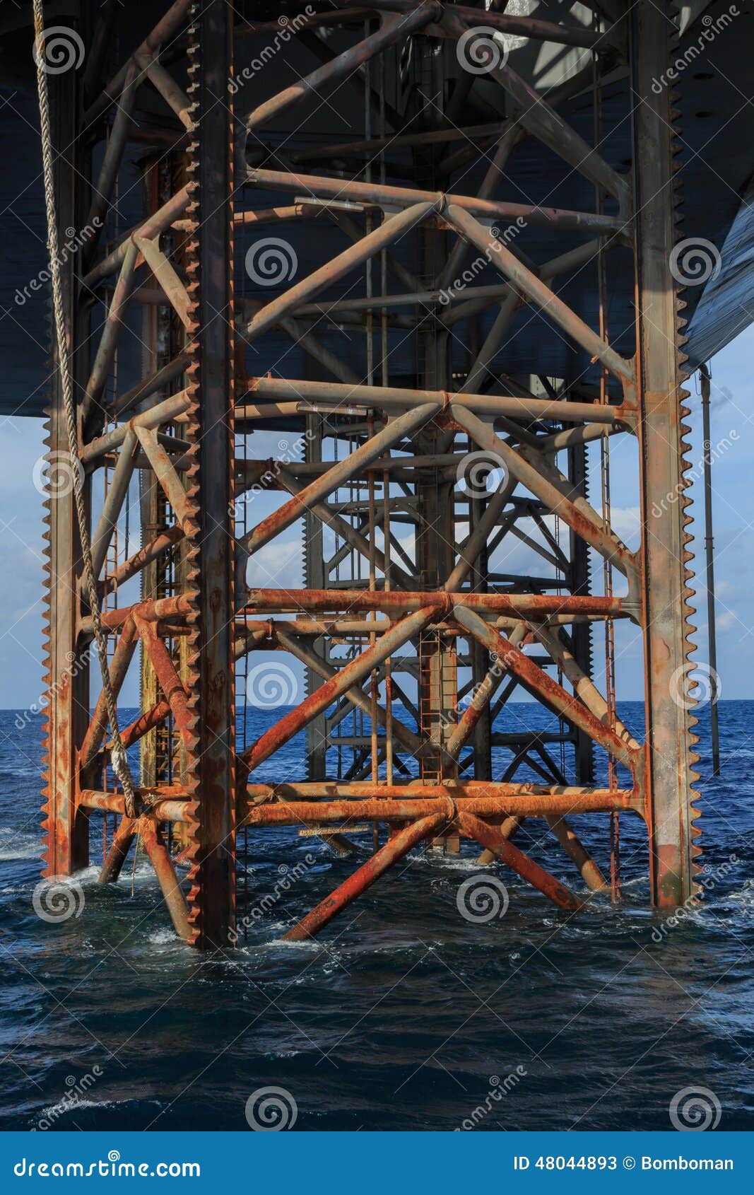 Underneath Jack Up Drilling Rig in the Ocean Stock Image - Image of ...