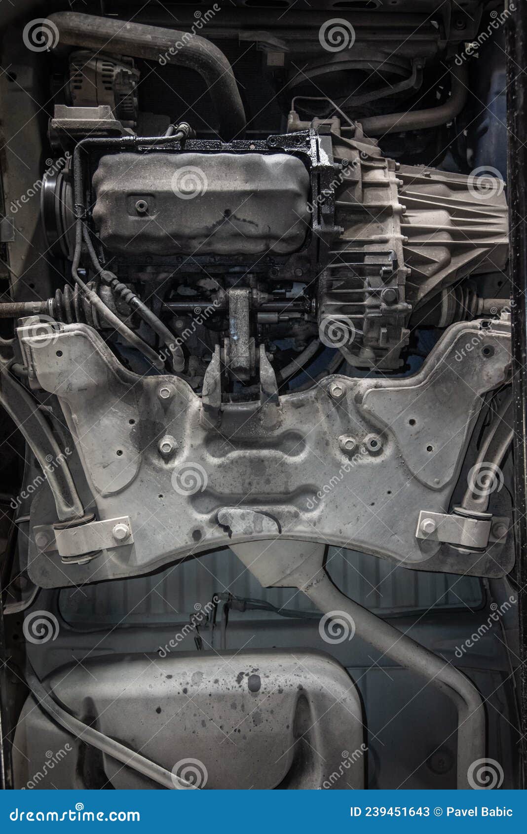 Underneath a Motor Vehicle Onn a Ramp in a Workshop Stock Image - Image ...