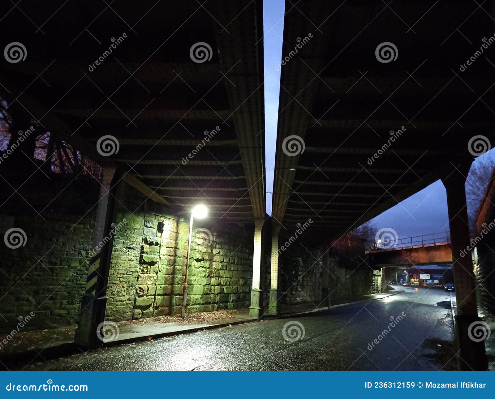 Underneath the Railway Bridge Where Cars Pass Under Where the Train ...