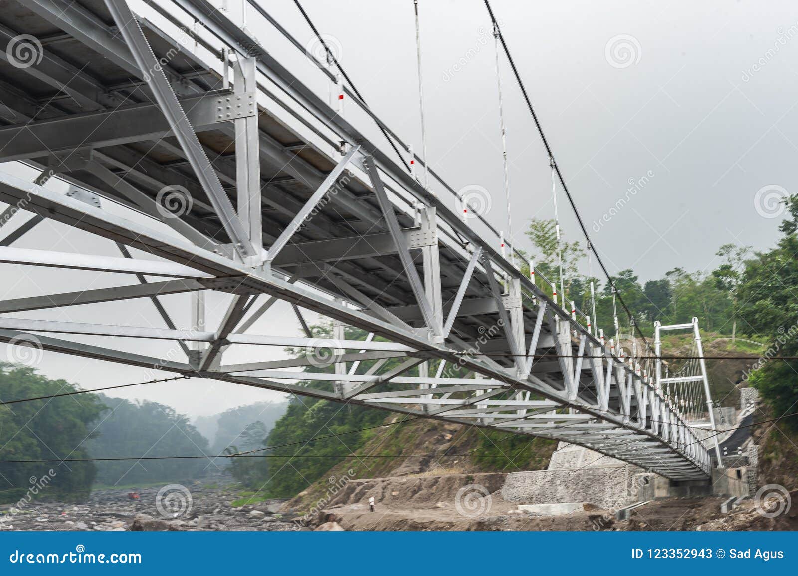 Underneath View of Suspension Bridge Stock Image - Image of perspective ...
