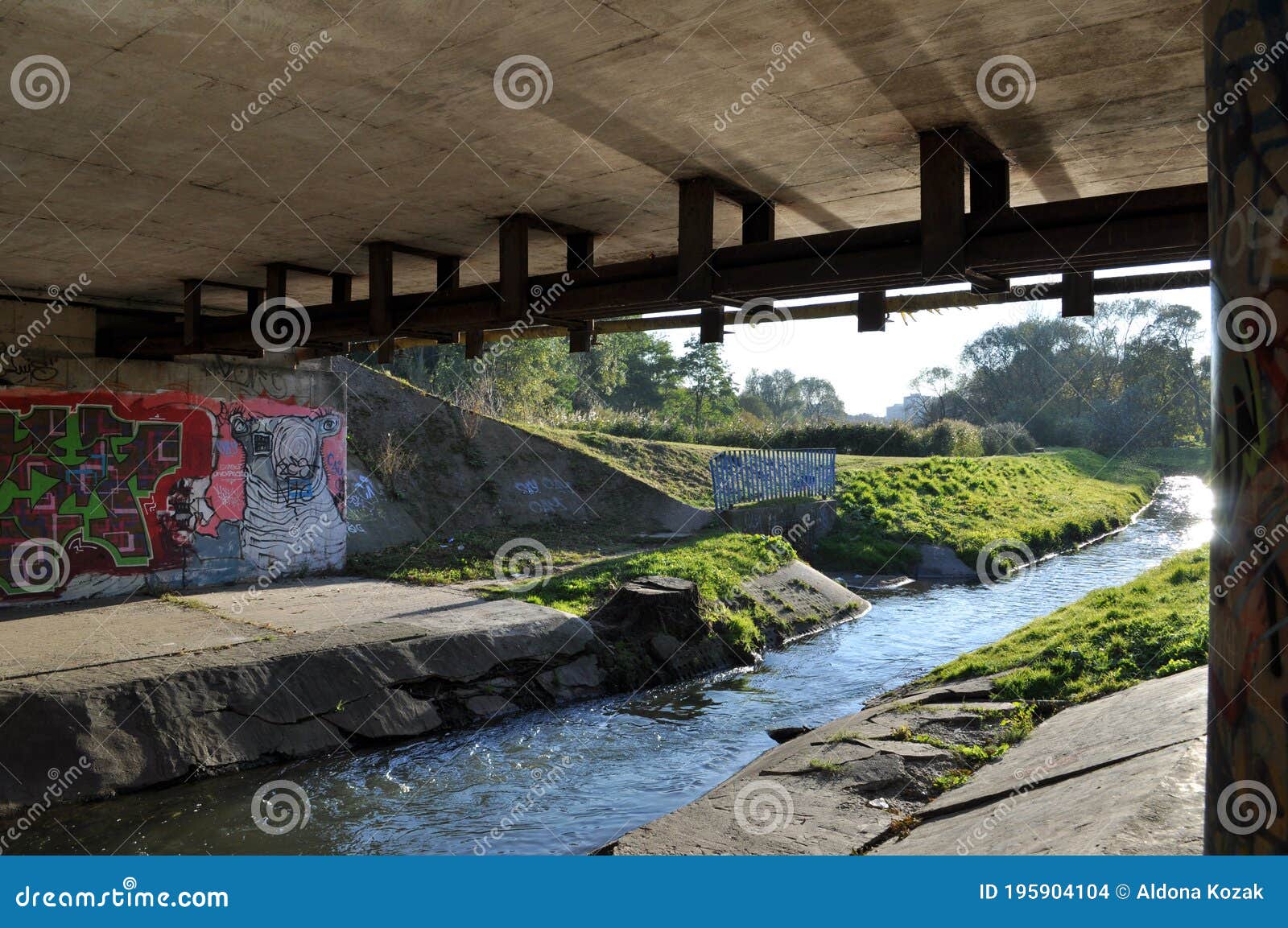 Underpass Under the Bridge Next To the Stream of the River Stock Photo ...