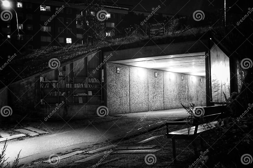 Underpass Under a Road at Night Stock Photo - Image of photograph ...