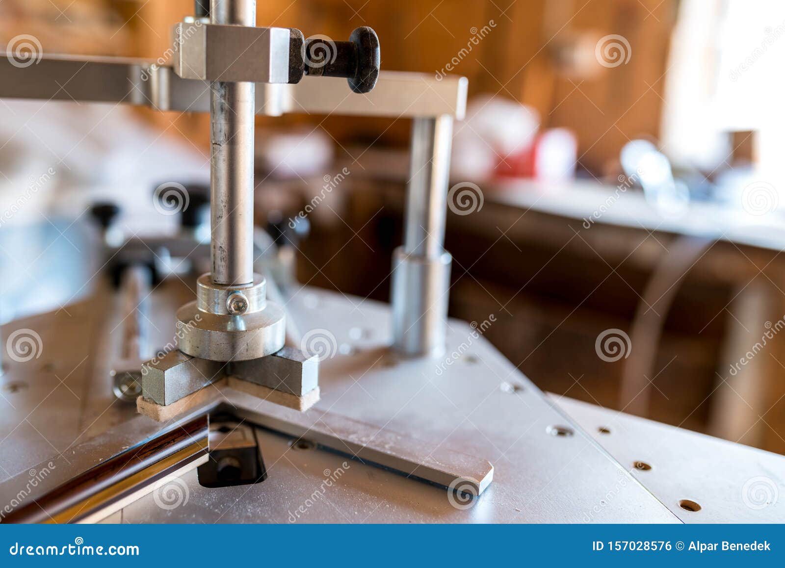 Underpinner on Focus, Picture Framer Tool in a Small Workshop Stock ...