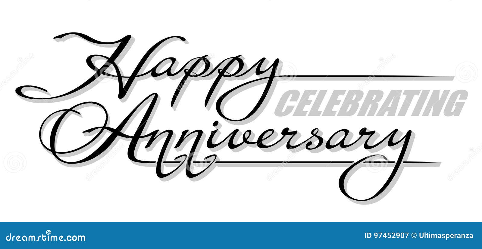 Underscore Handwritten Text "Happy Celebrating Anniversary" with Shadow ...