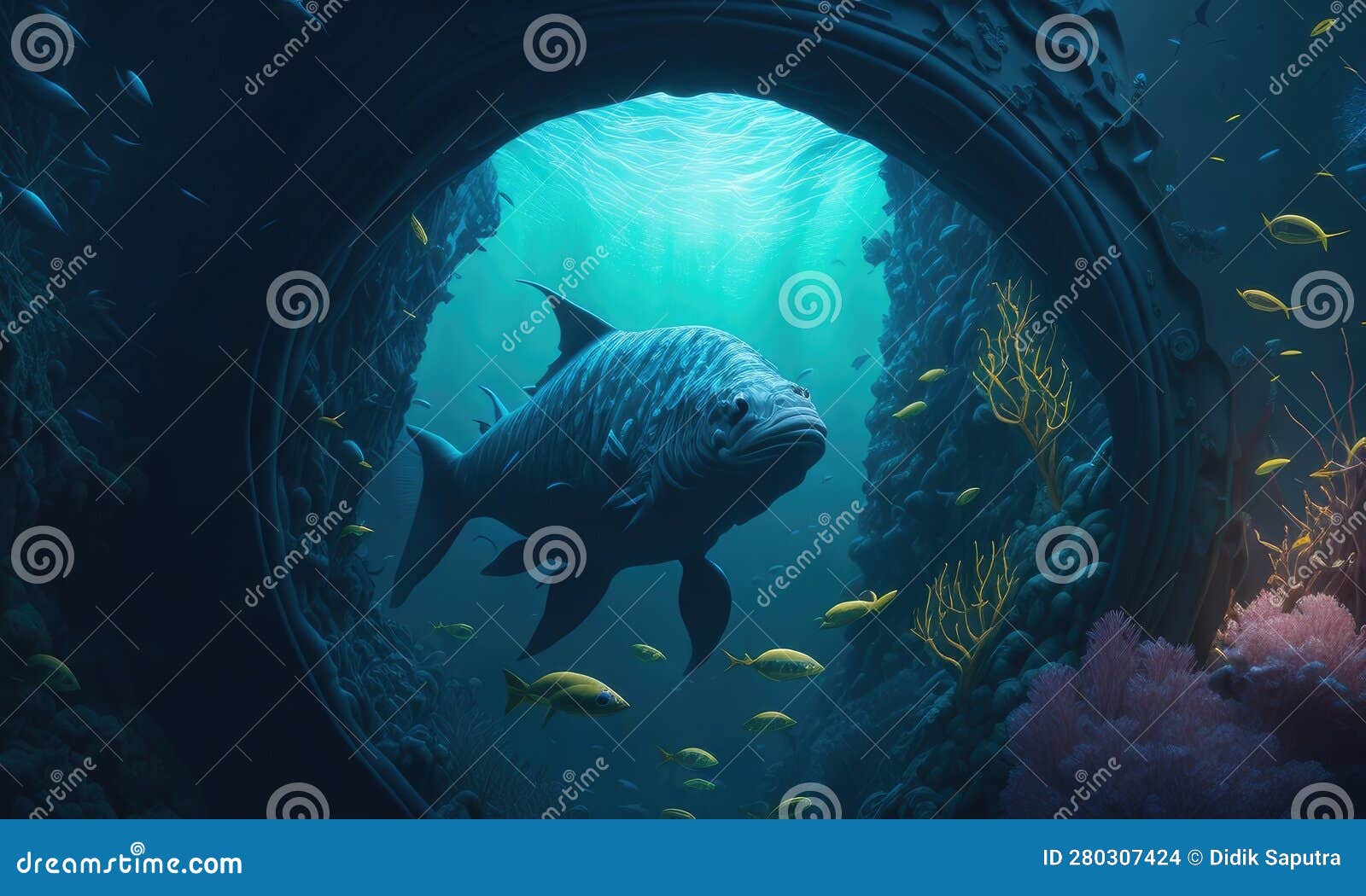 Undersea Background with Blue Color Grading Stock Illustration ...