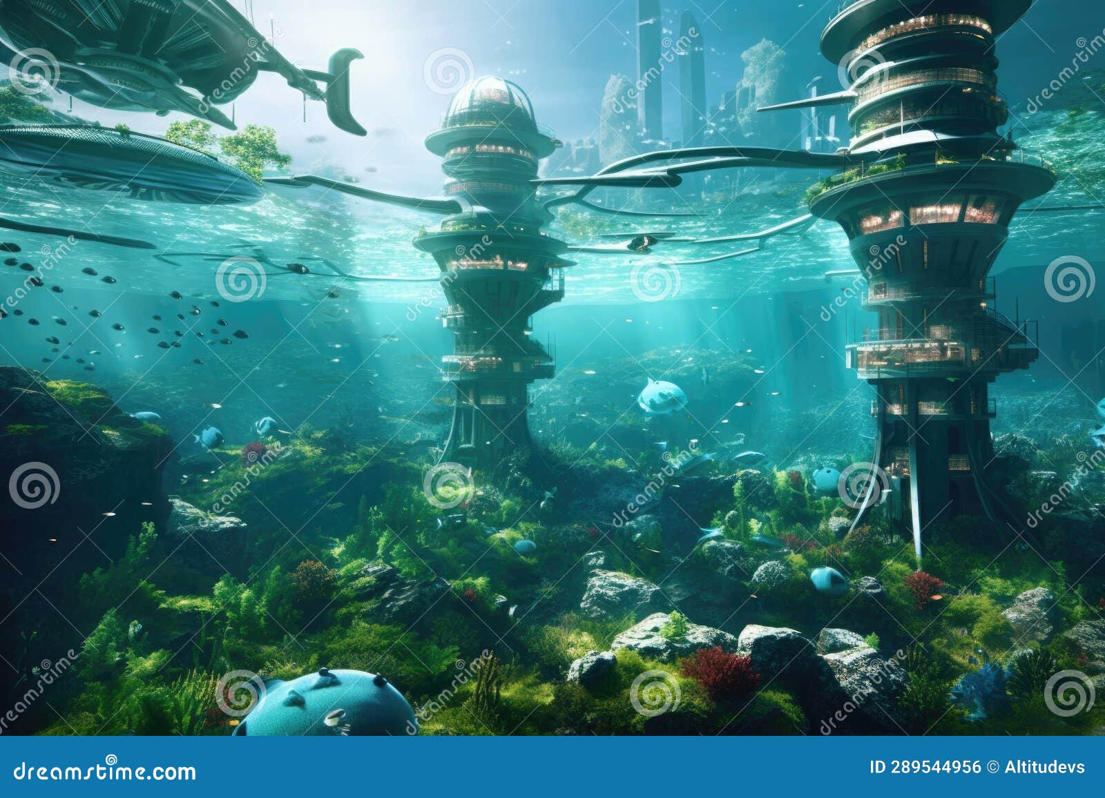 Undersea City Powered by Tidal Energy Stock Photo - Image of life ...