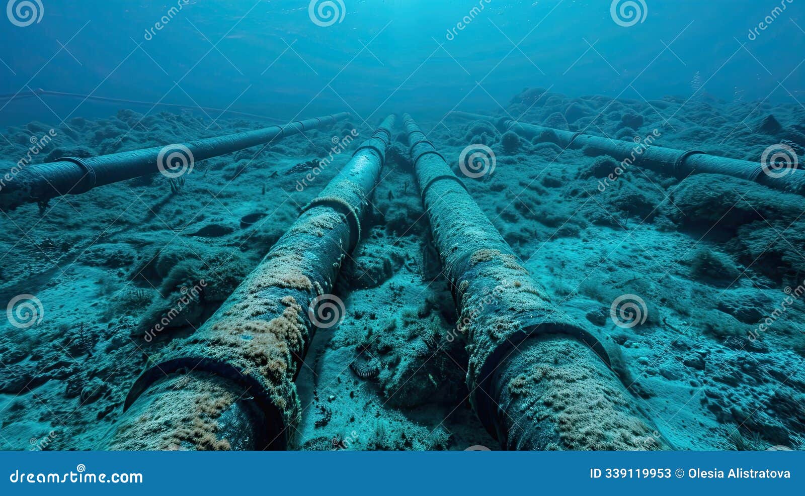 Undersea Connection. Internet Cables Lying on the Seabed, Showcasing ...