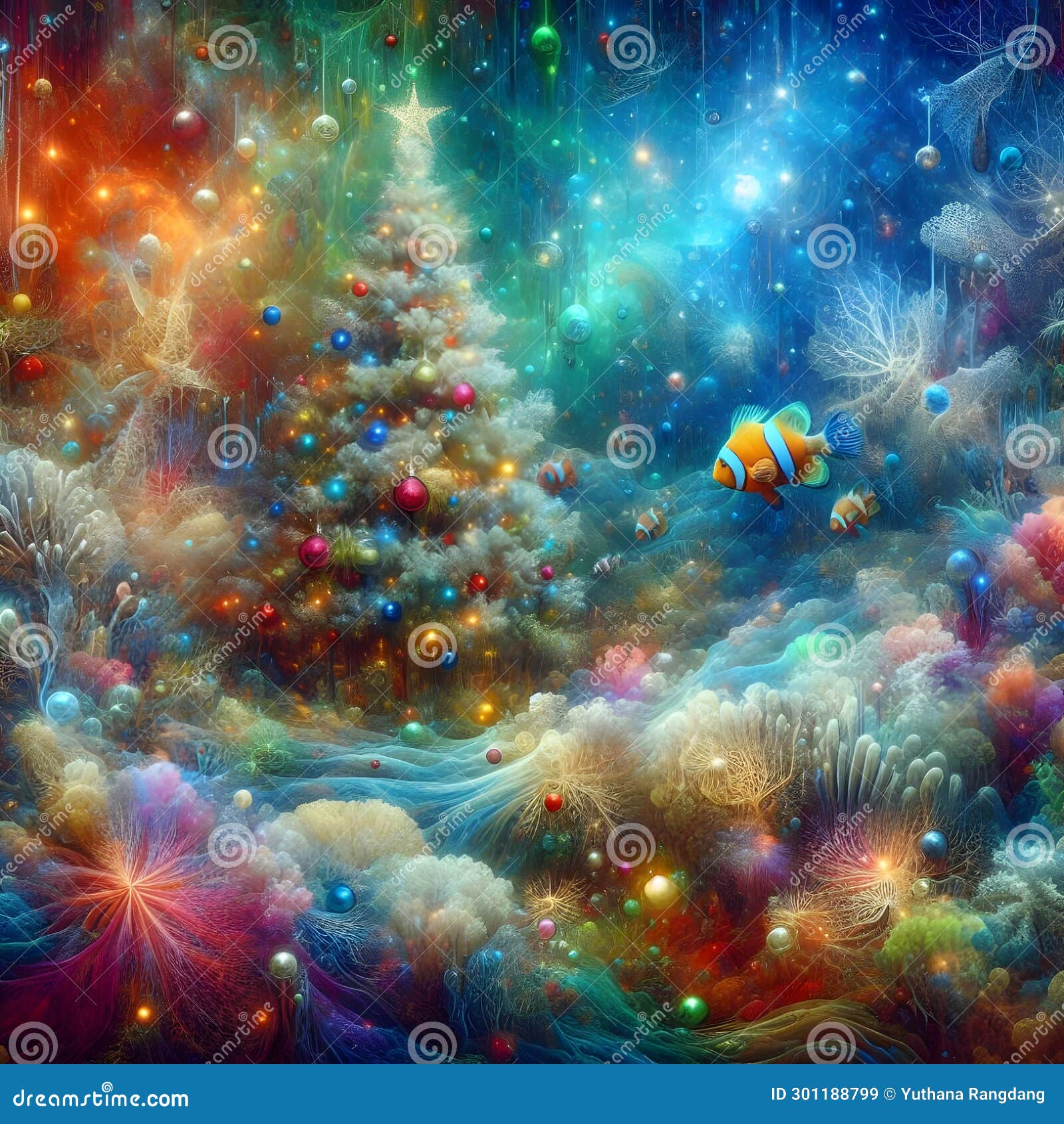 Undersea Coral Christmas Tree Stock Illustration - Illustration of ...