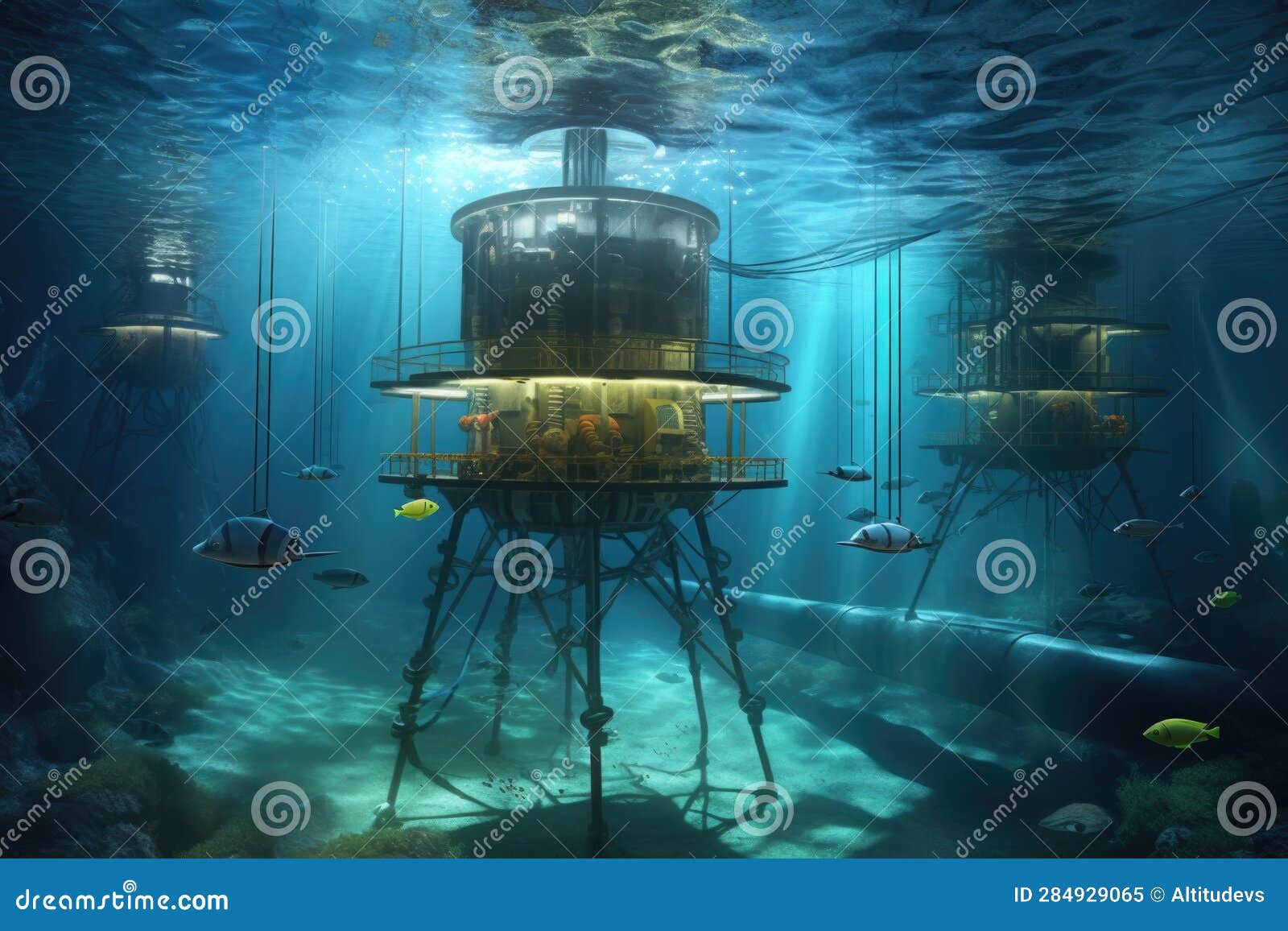 Undersea Energy Station Harnessing Ocean Currents Stock Image - Image ...