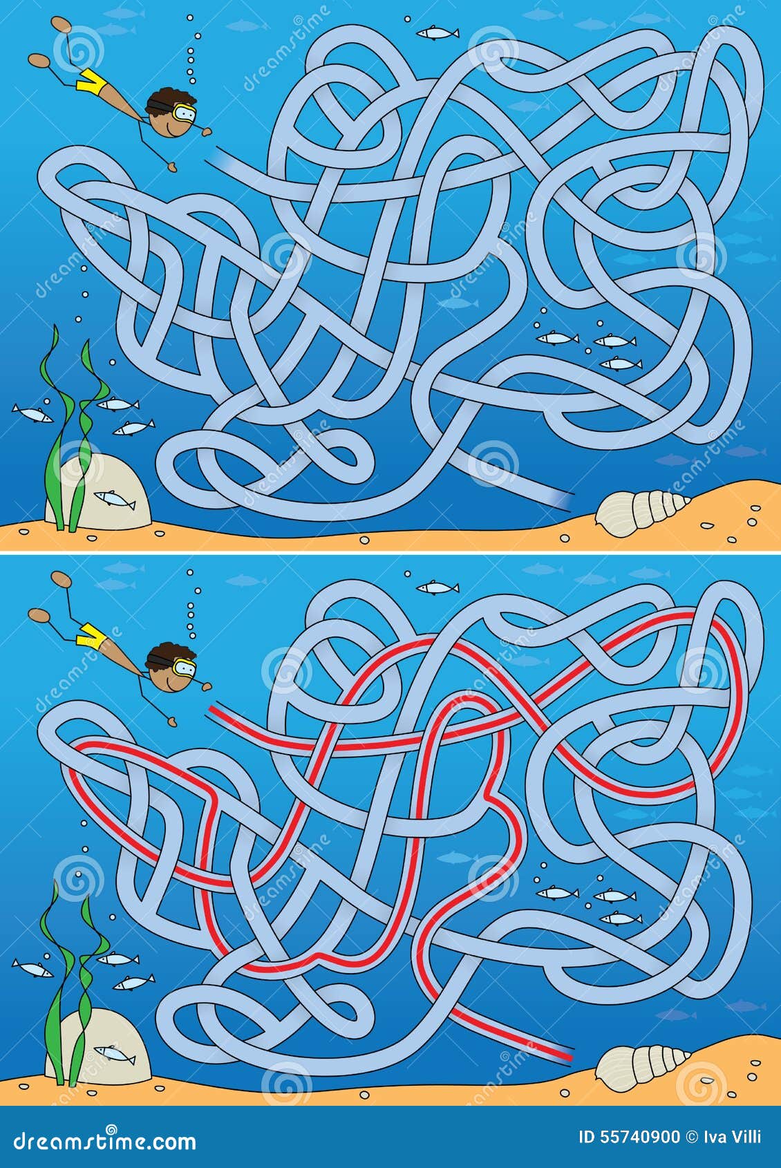 Undersea maze stock vector. Illustration of labyrinth - 55740900