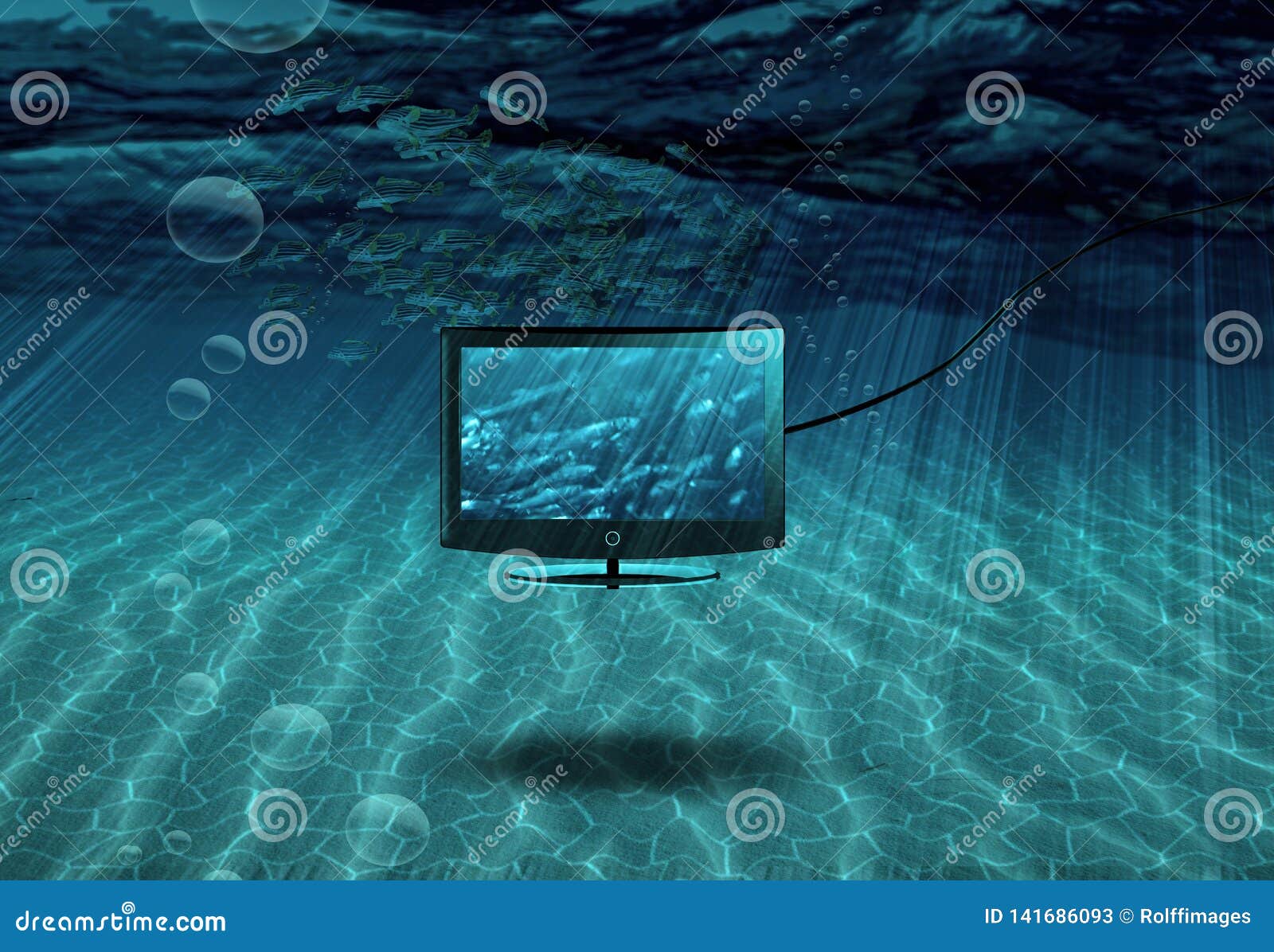 Undersea TV stock illustration. Illustration of landscape - 141686093