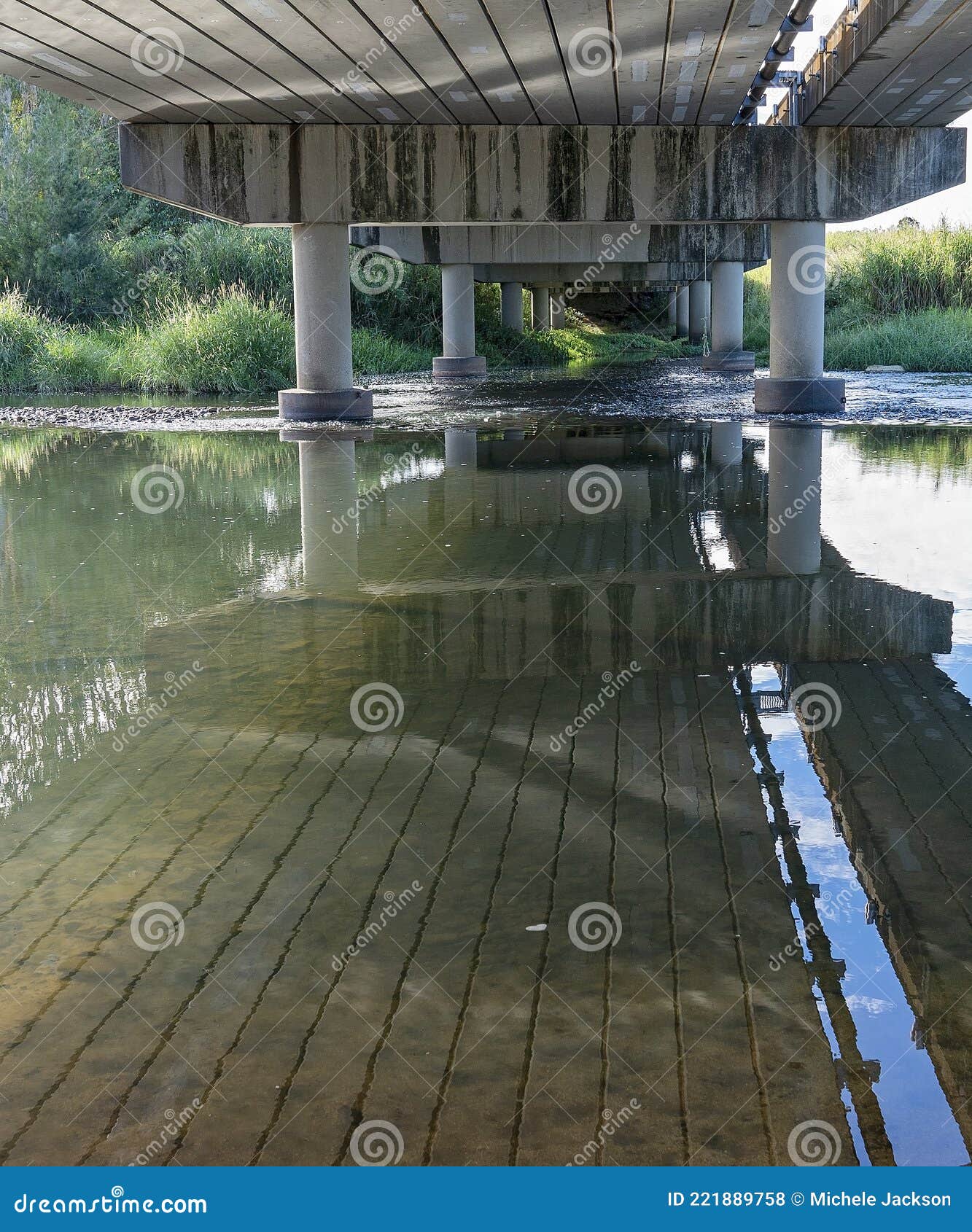 Underside of Concrete Bridge Over a Creek Stock Photo - Image of ...