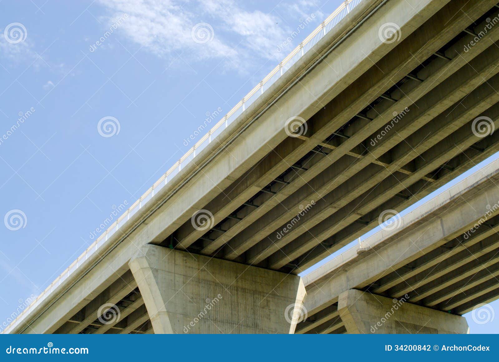 Underside of Highway Bridges on Blue Sky Stock Photo - Image of ...