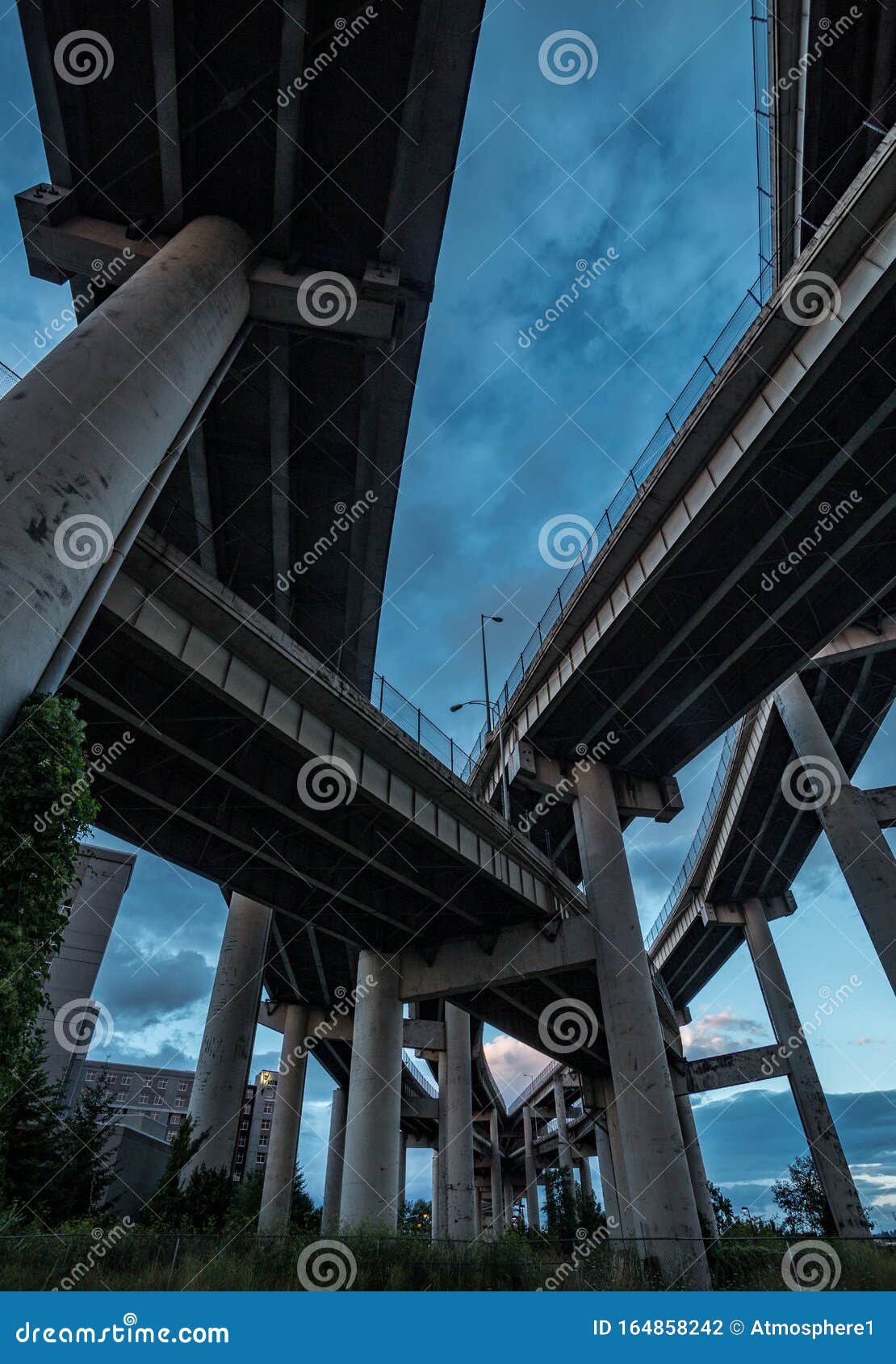 Underside of Highway Merging To Different Lanes Stock Photo - Image of ...