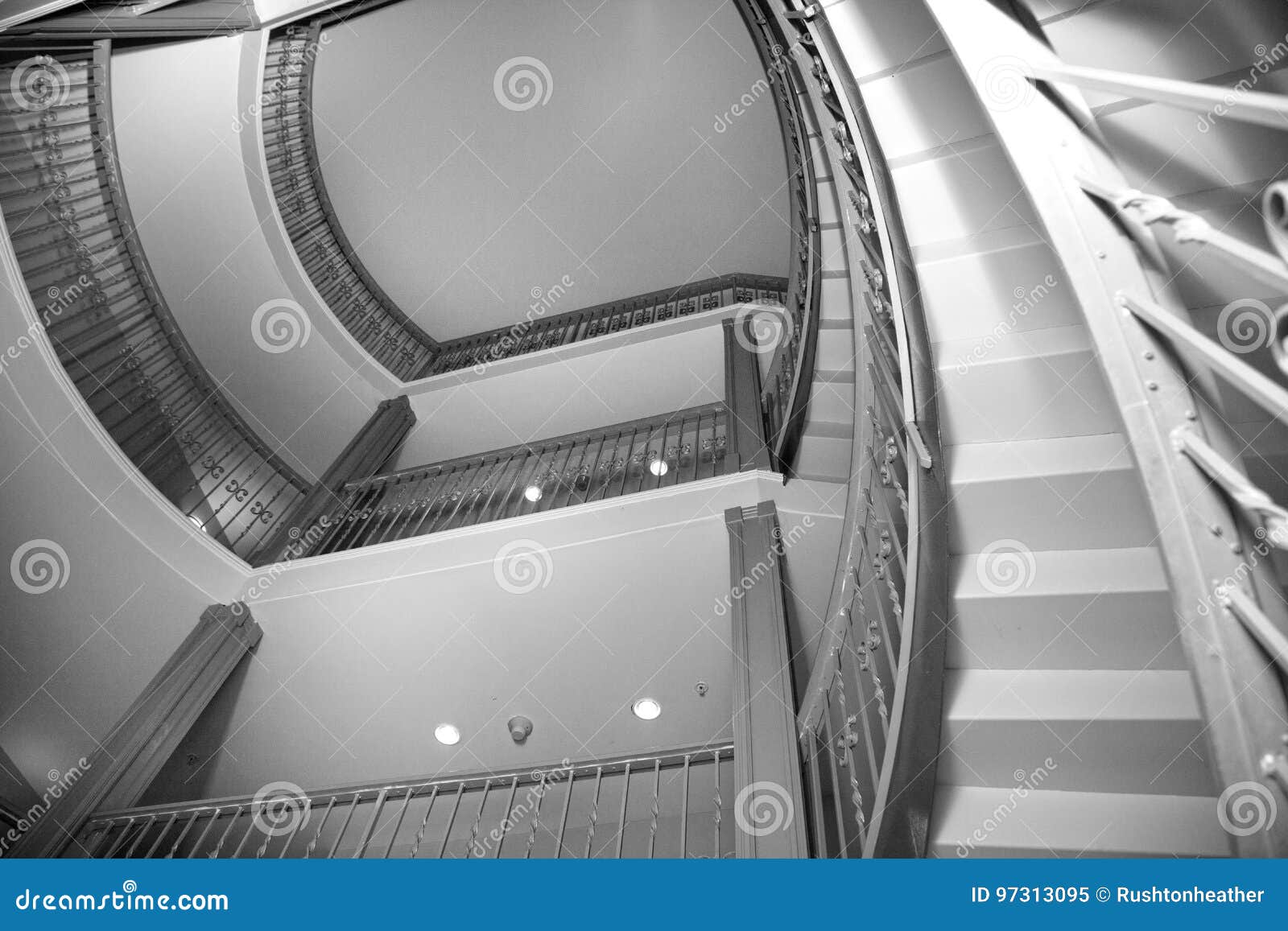 Underside of a Round Staircase Stock Image - Image of modern, banister ...