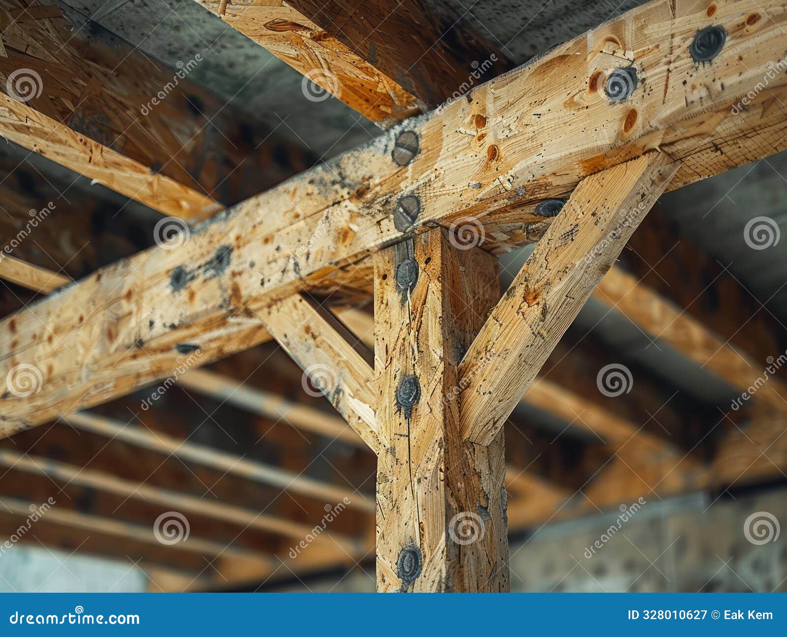 Robust Wooden Supports Form Strong Building Frame at Construction Site ...