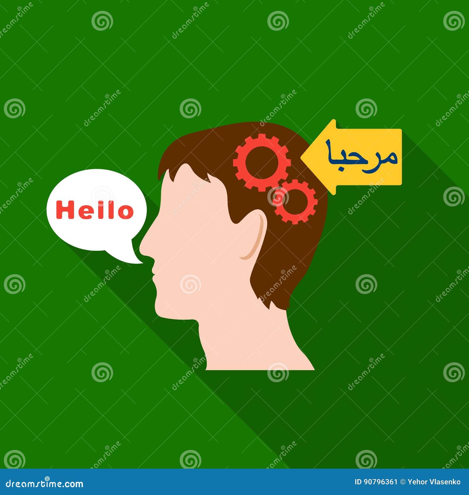 Understanding of Foreign Language Icon in Flat Style Isolated on White ...