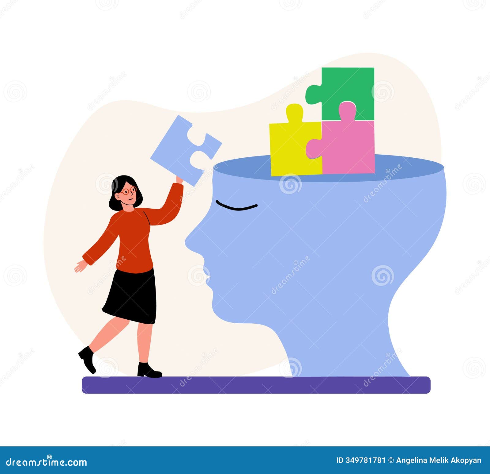 Understanding the Mind through Puzzle Pieces in a Creative Illustration ...