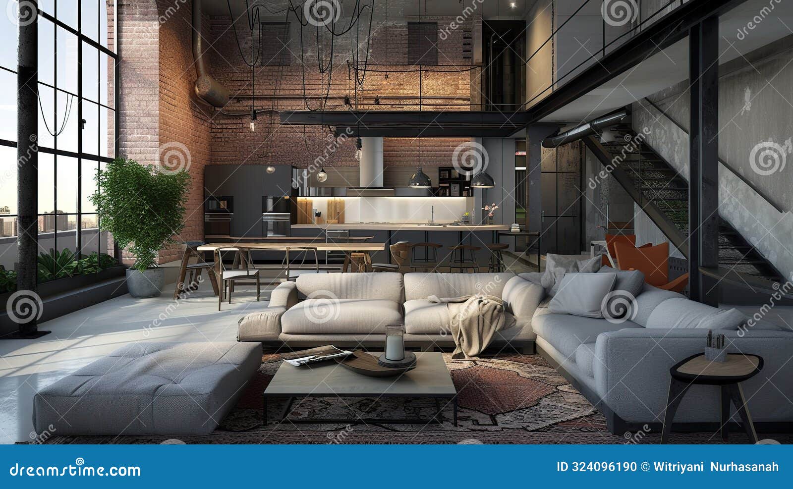 Understated Luxury Loft Living Room. Generative Ai Stock Illustration ...