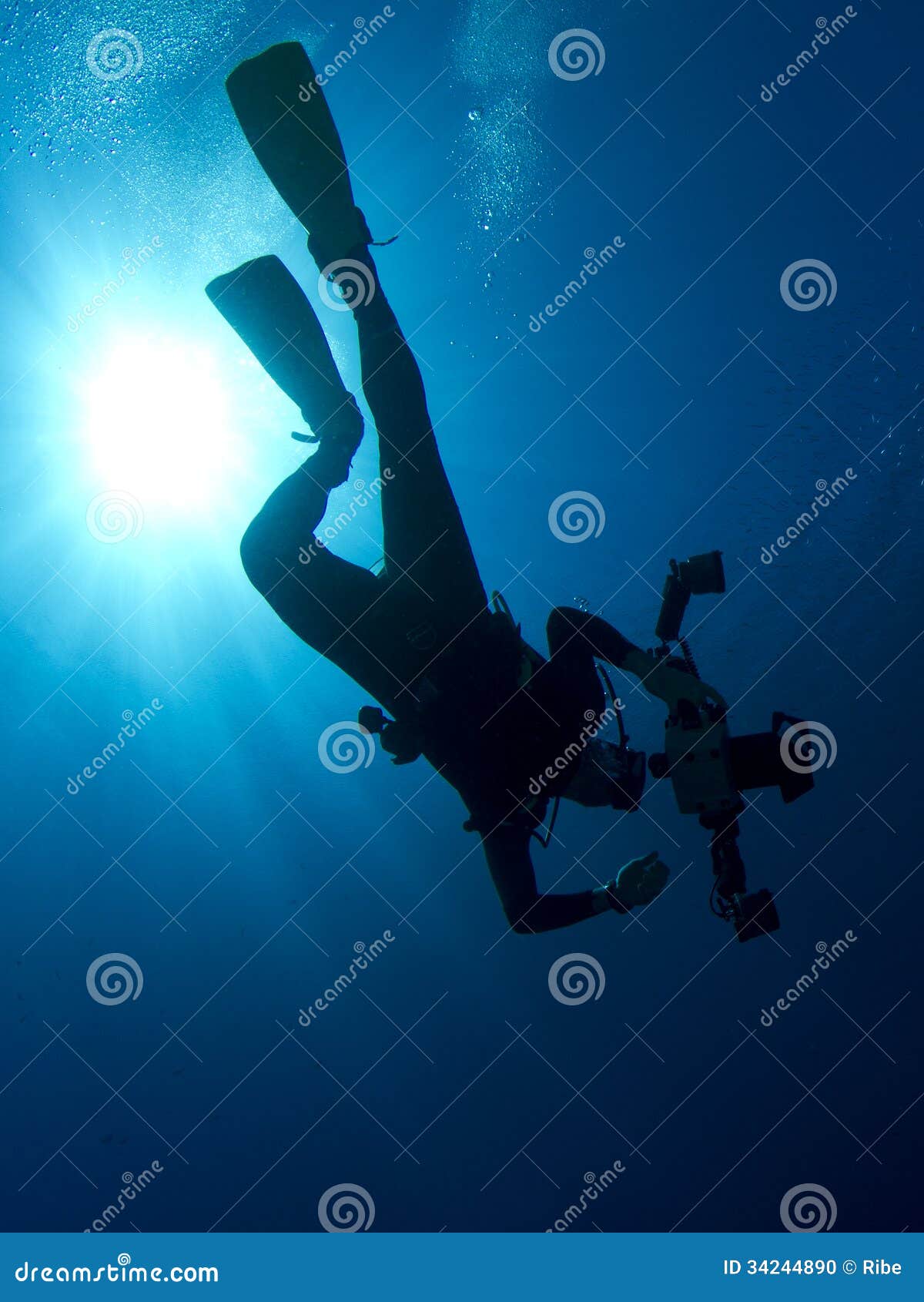 Undervattens- dykare arkivfoto. Bild av fotograf, luft - 34244890