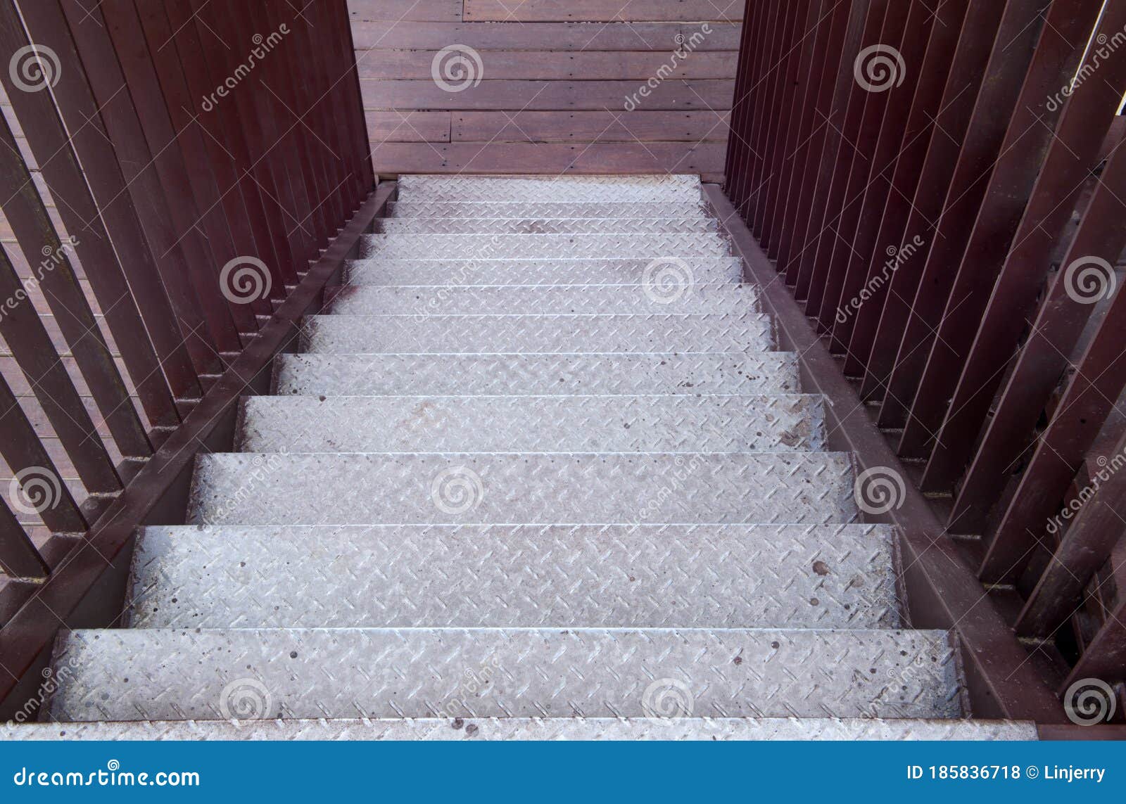 Perspective View of Stairs Going Down Stock Photo - Image of blue ...