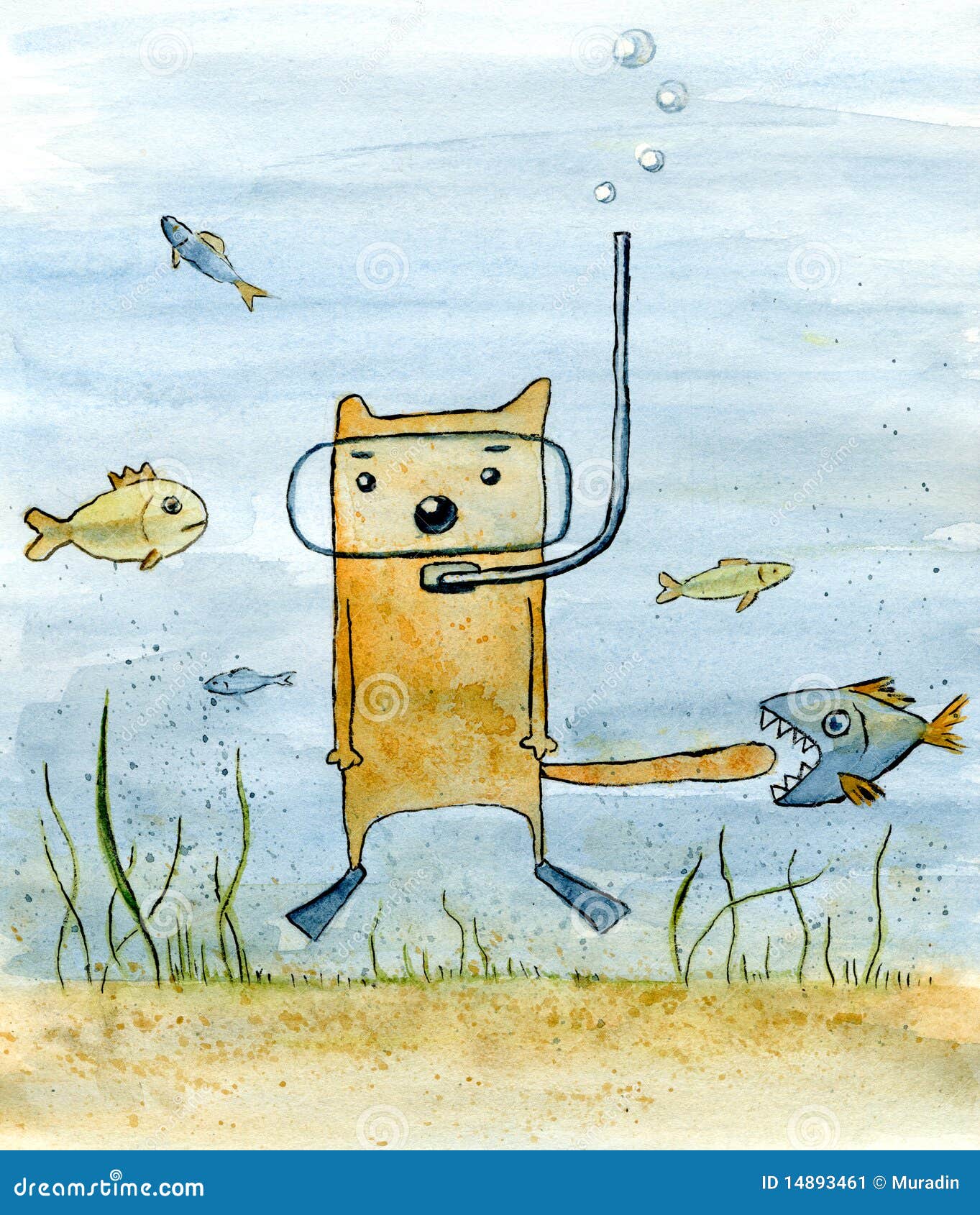 Underwater adventure stock illustration. Illustration of watercolor ...