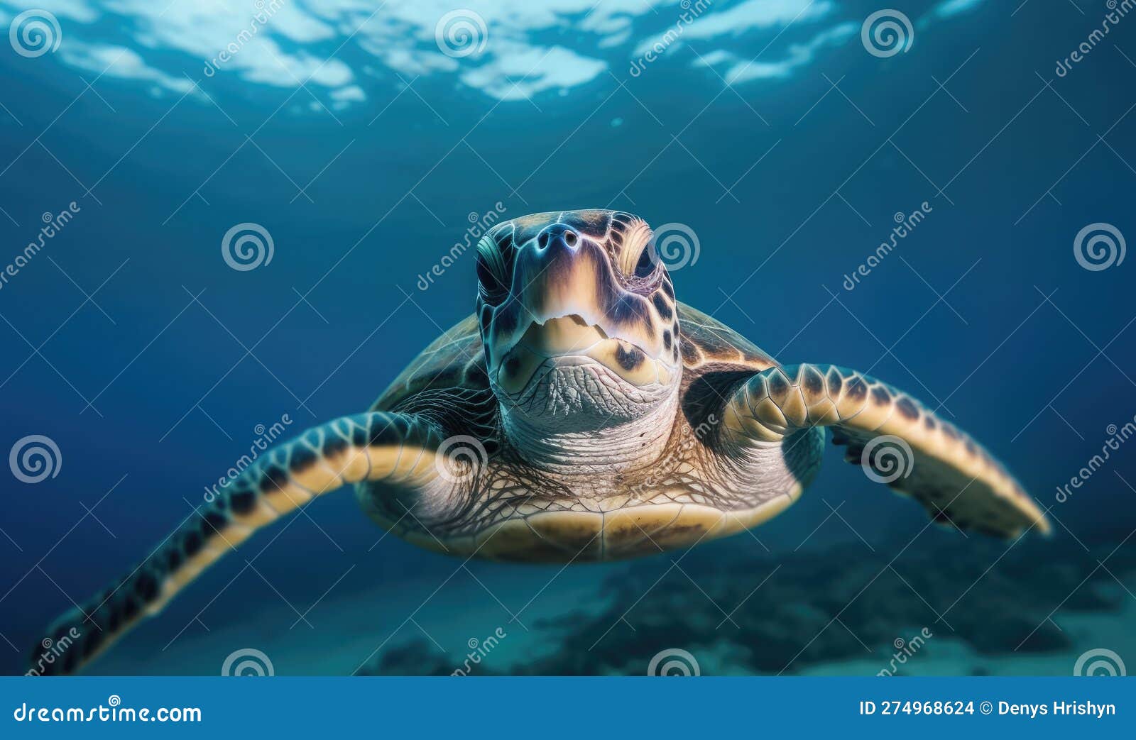 An Underwater Adventure with Happy Sea Turtle Portrait Creating Using ...
