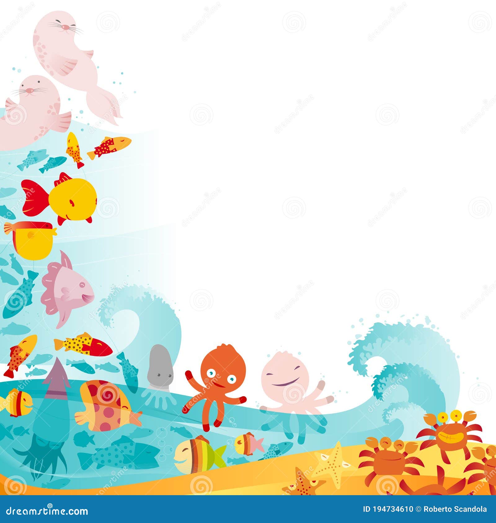 An Underwater Animals Border Vector Illustration Stock Vector ...