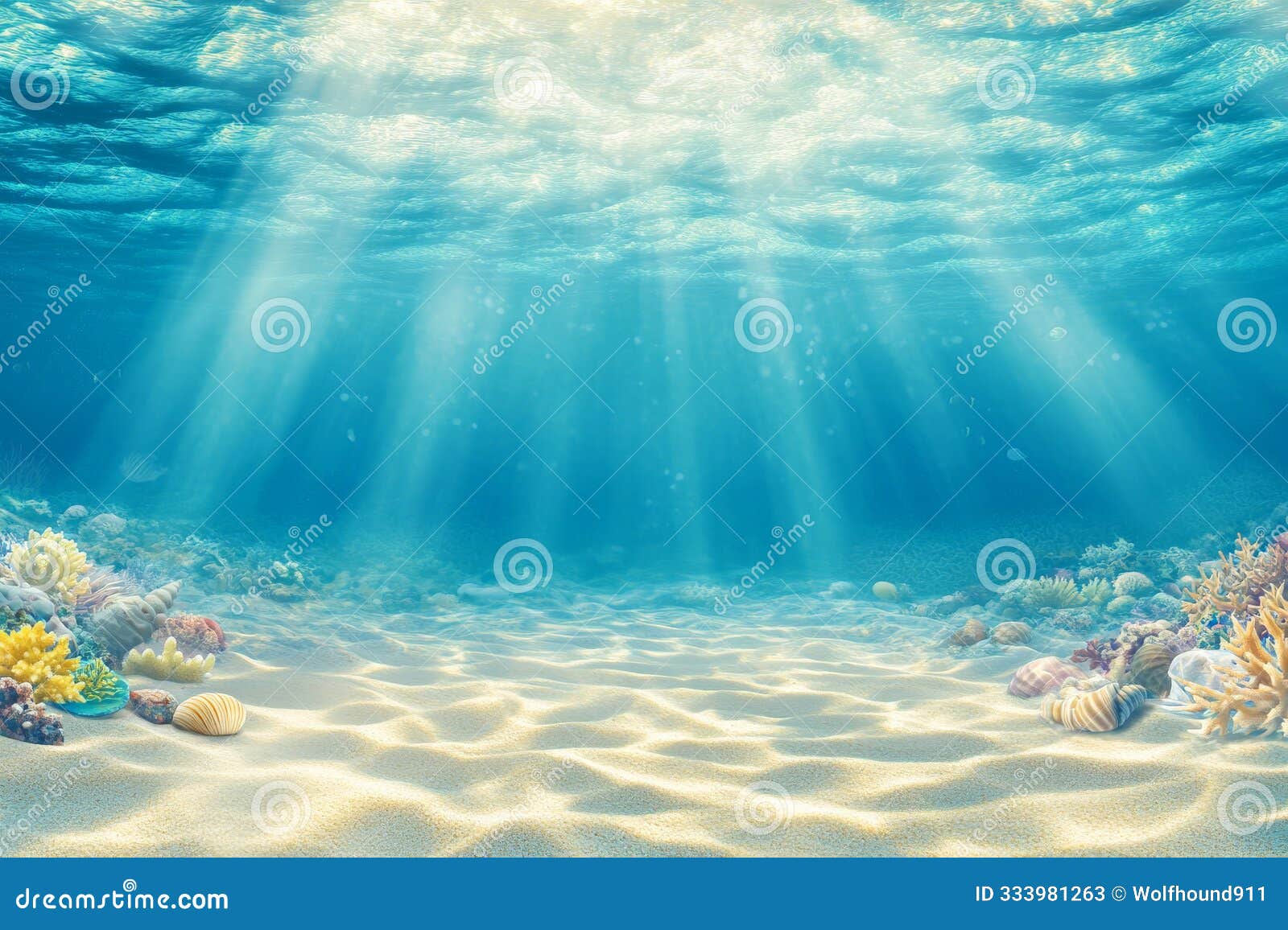 An Underwater Background Featuring a Sandy Ocean Bottom with Soft ...