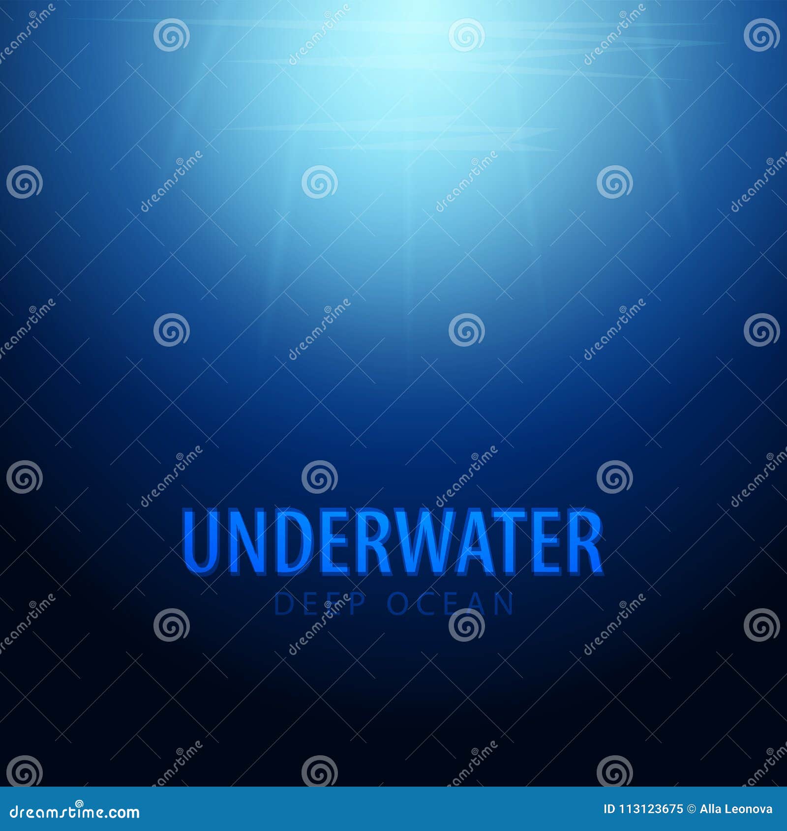 Underwater Background with Sun Rays. Deep Ocean. Color Vector ...