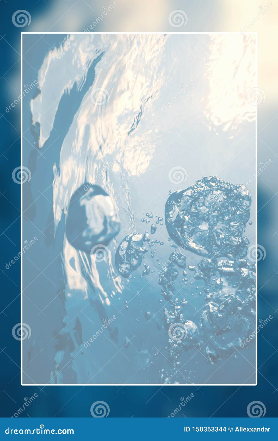 Underwater Background White Border Frame, Water Surface Blank Text Box ...