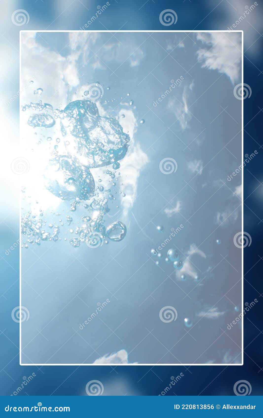 Underwater Background White Border Frame, Water Surface Blank Text Box ...