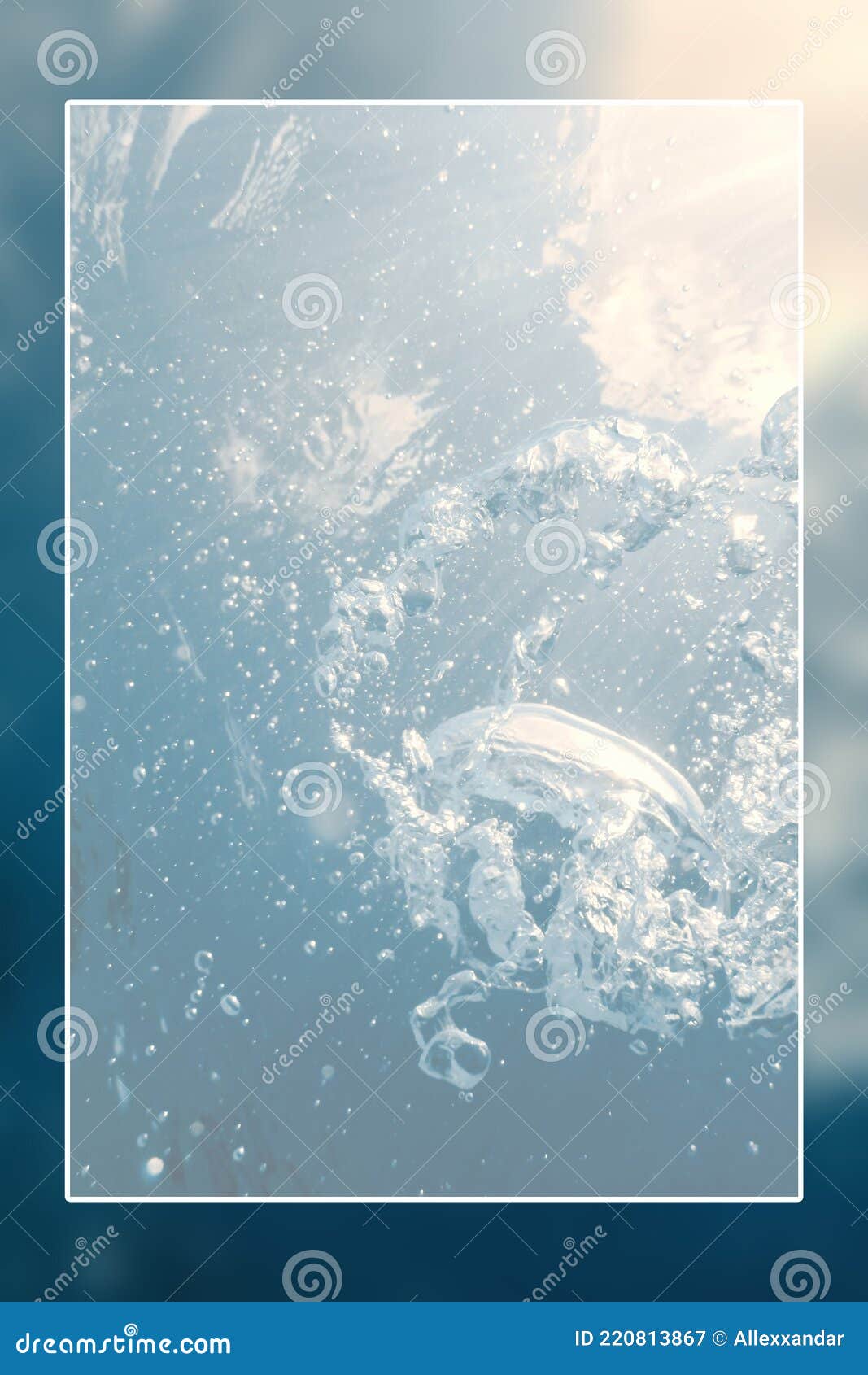 Underwater Background White Border Frame, Water Surface Blank Text Box ...